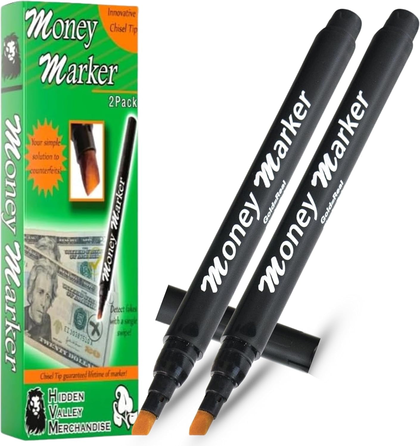HVM Counterfeit Money Detector Pen, 2 Pack, Chisel Tip, Detect Fake ...