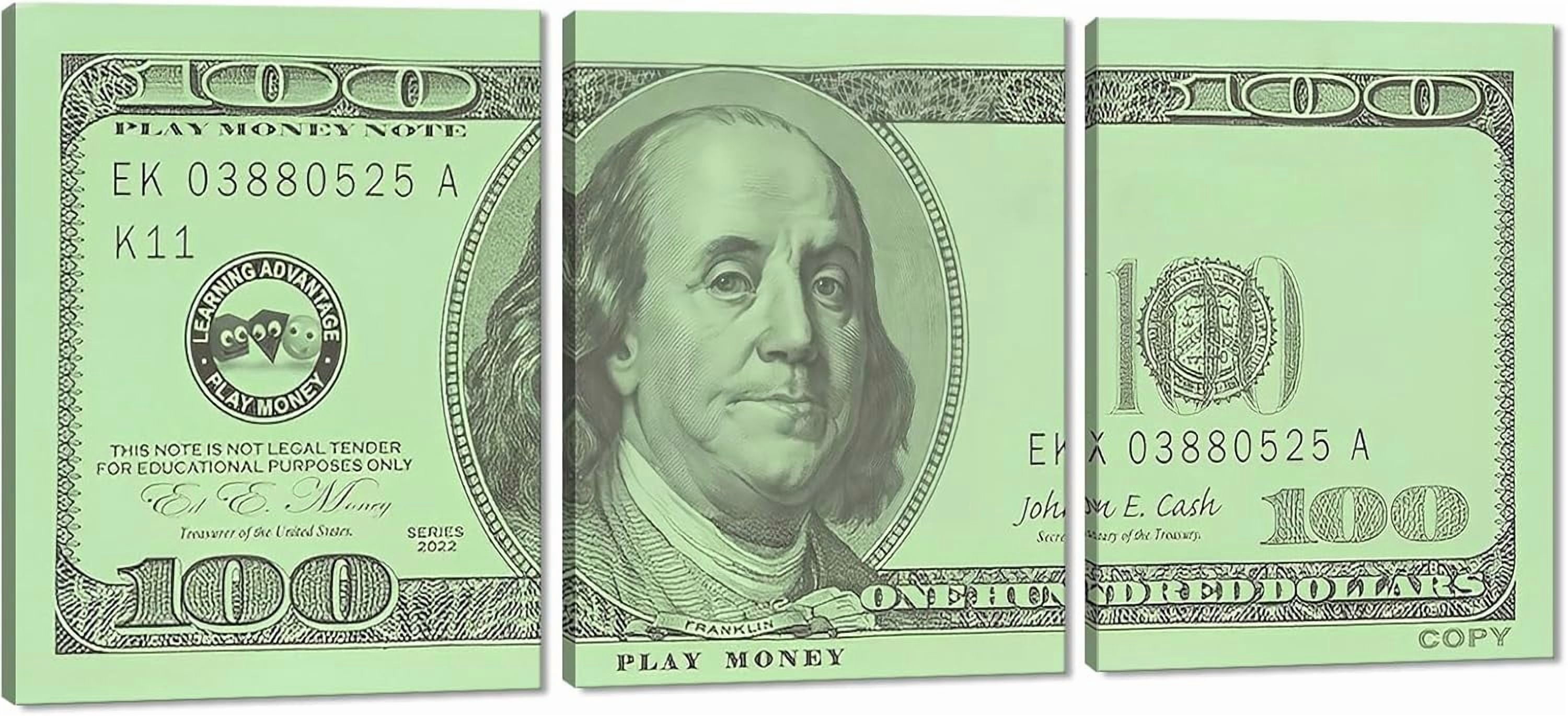 Money Posters Wall Art 3 Panels 100 Dollar Bill Pictures Canvas Prints ...