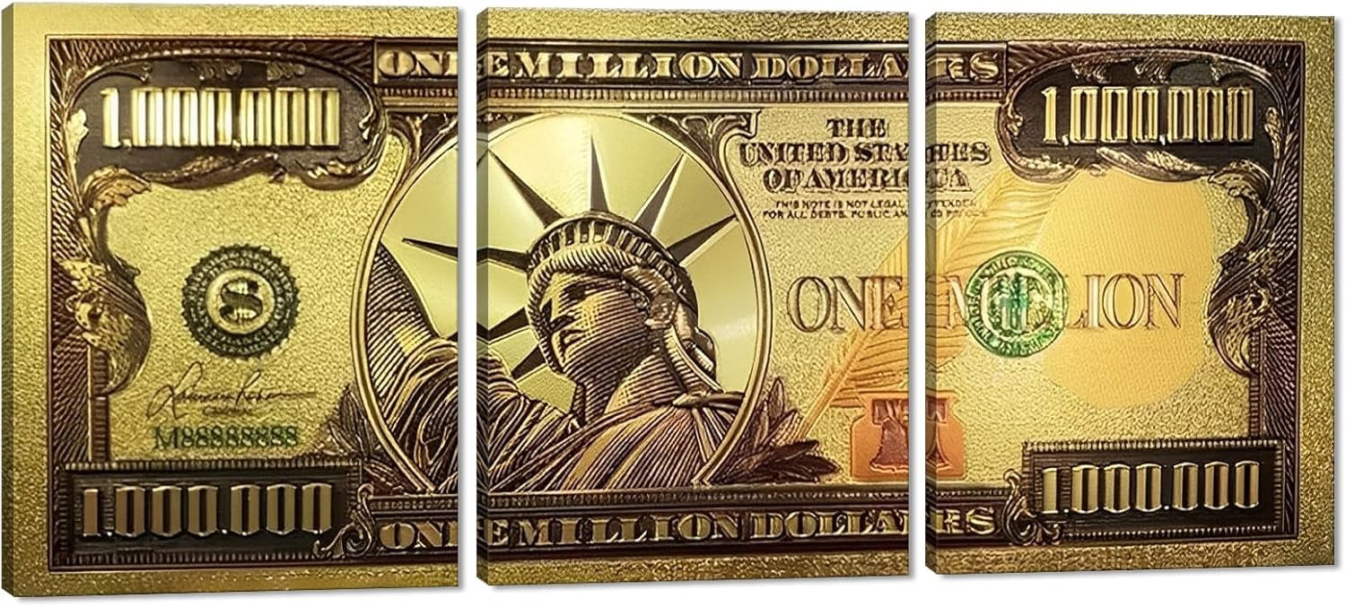 Money Posters Wall Art 3 Panels 100 Dollar Bill Pictures Canvas Prints ...