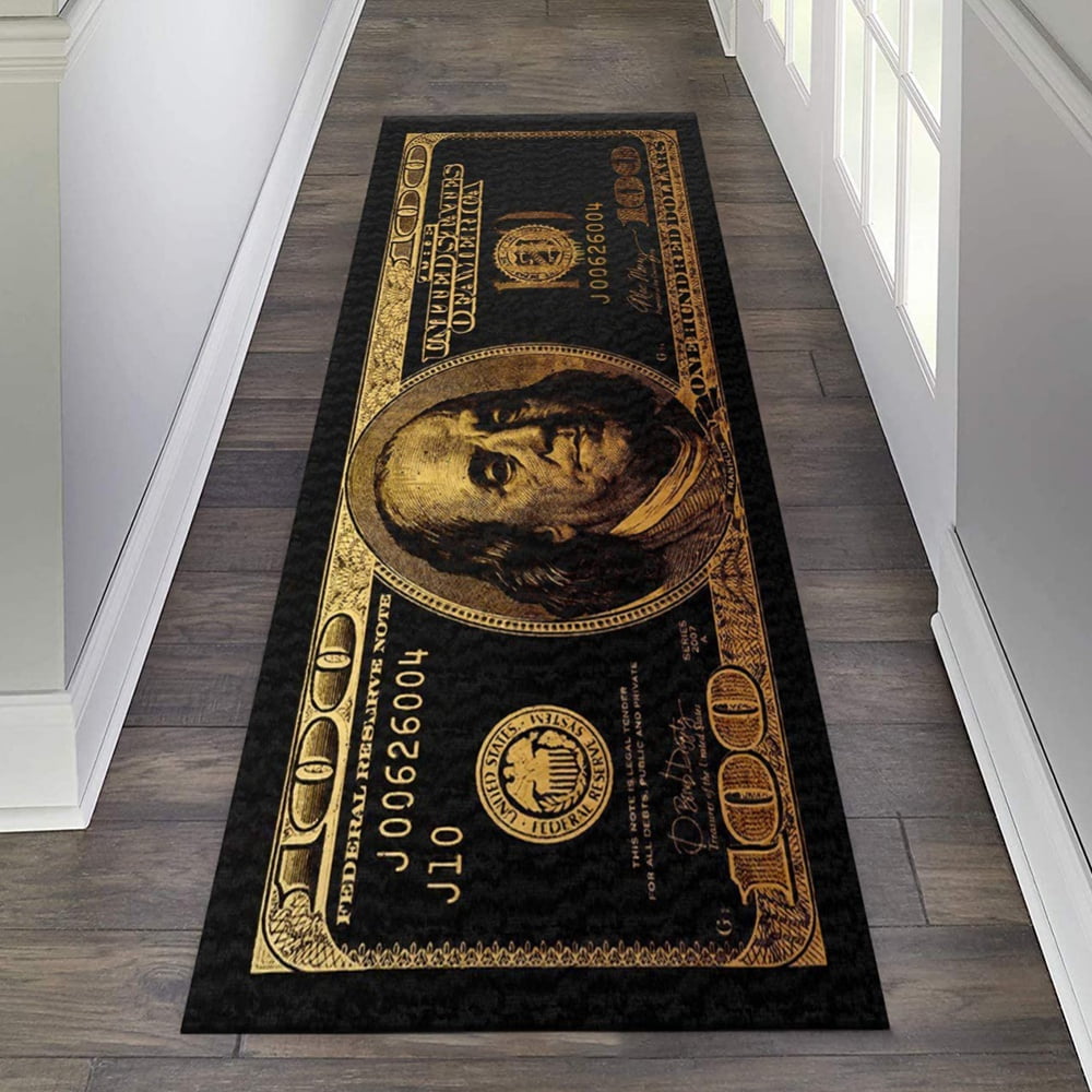 Money Rugs 100 Dollar Bill Runner Area Rug for Living Room Kitchen Rug ...