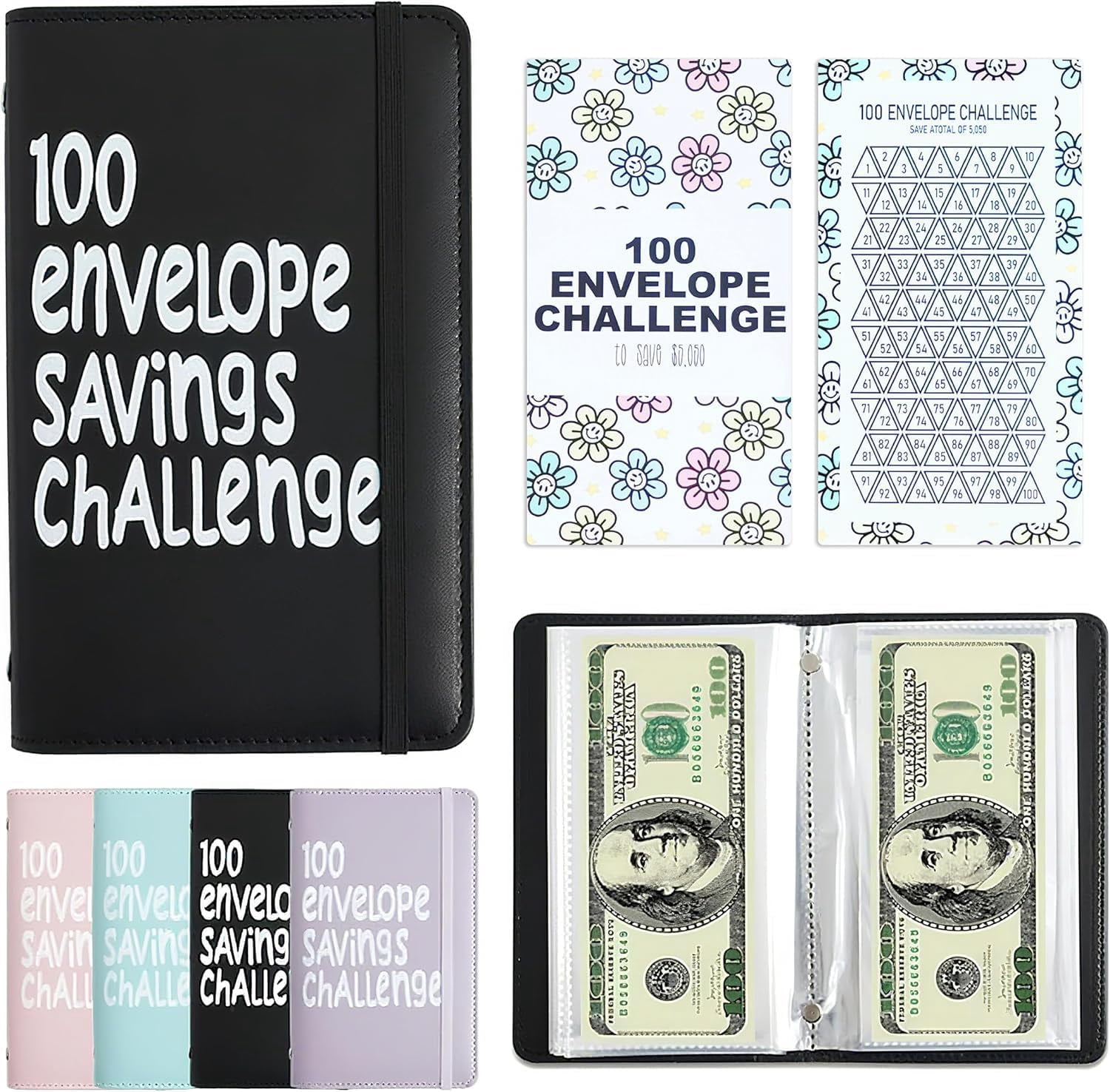 Money Saving Challenge Binder with Coin Envelopes - 100 Day Cash Budget ...