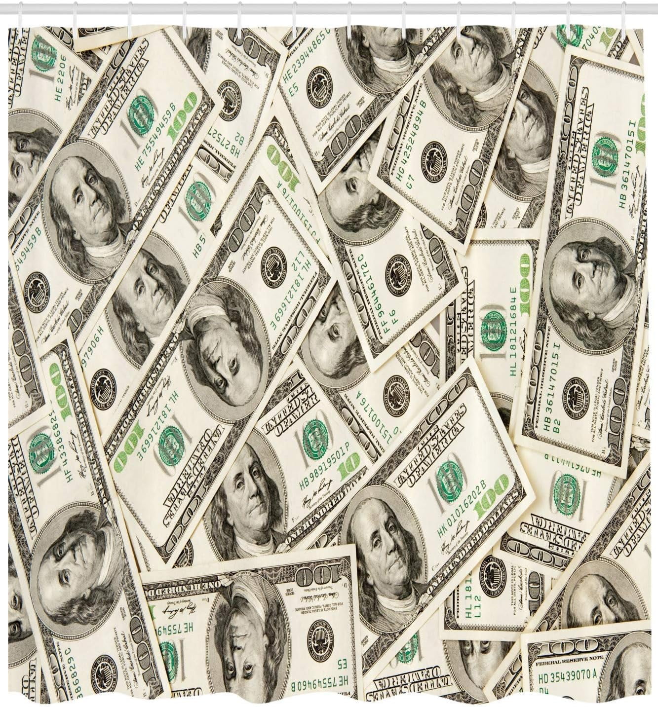 Money Shower Curtain, Heap of Dollars Pattern Currency Pile with Ben ...