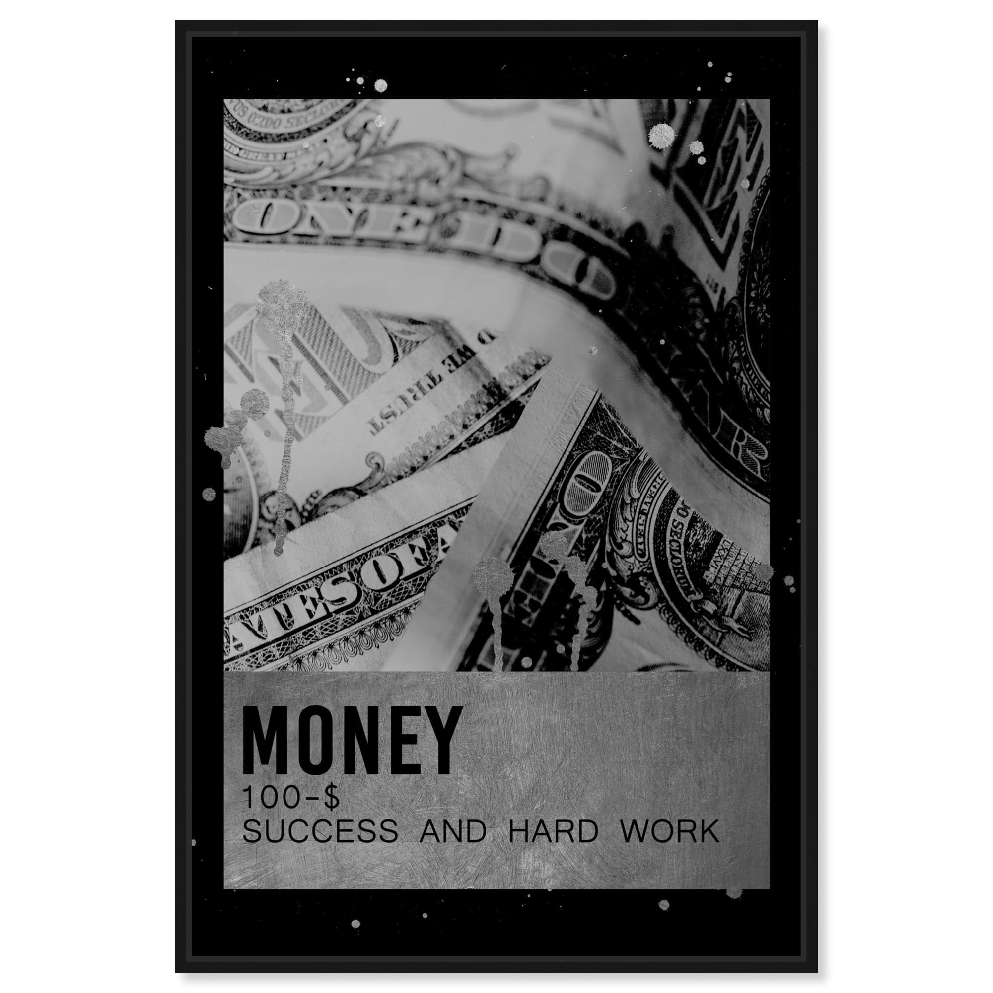 Money Swatch Silver Canvas Black and White Art Prints by Notoriart ...