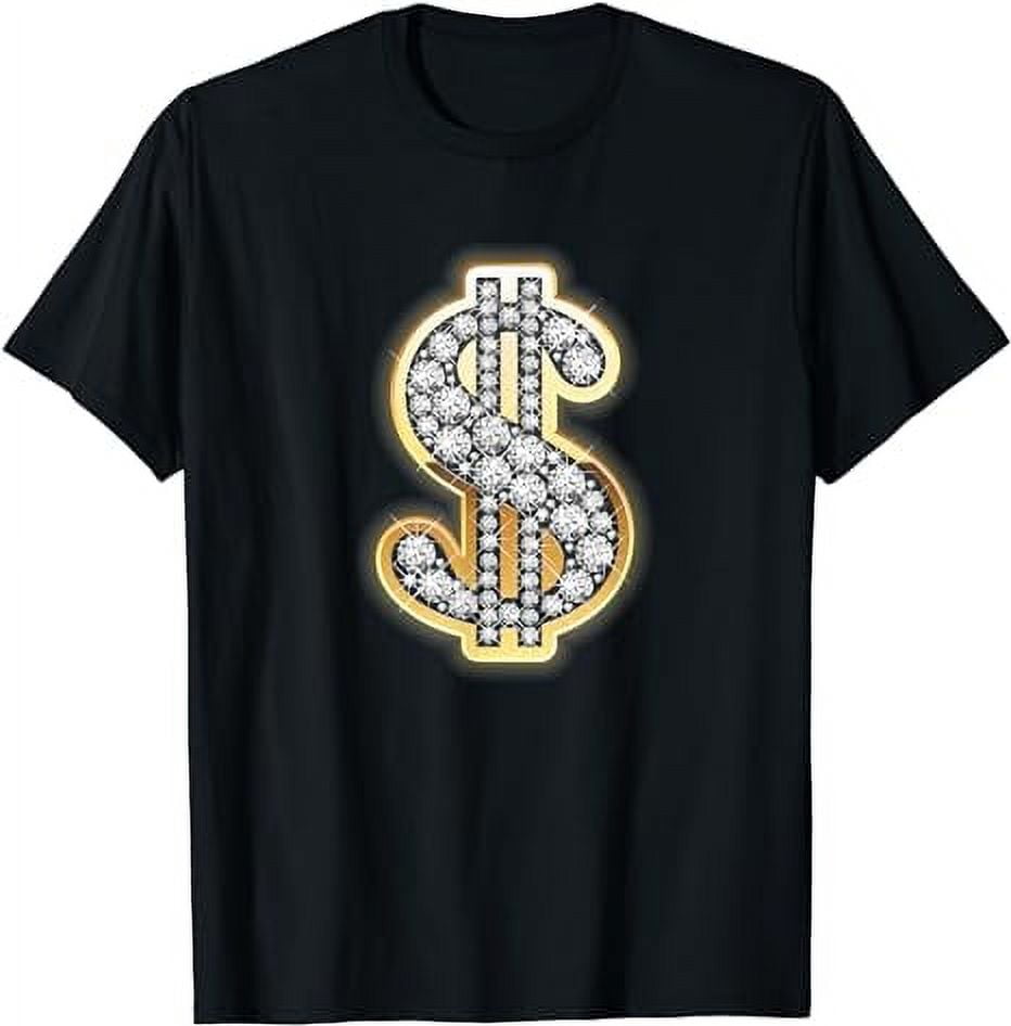 Money T-Shirt Dollar Sign Gold Diamond Fun Retro Finance Tee - Walmart.com