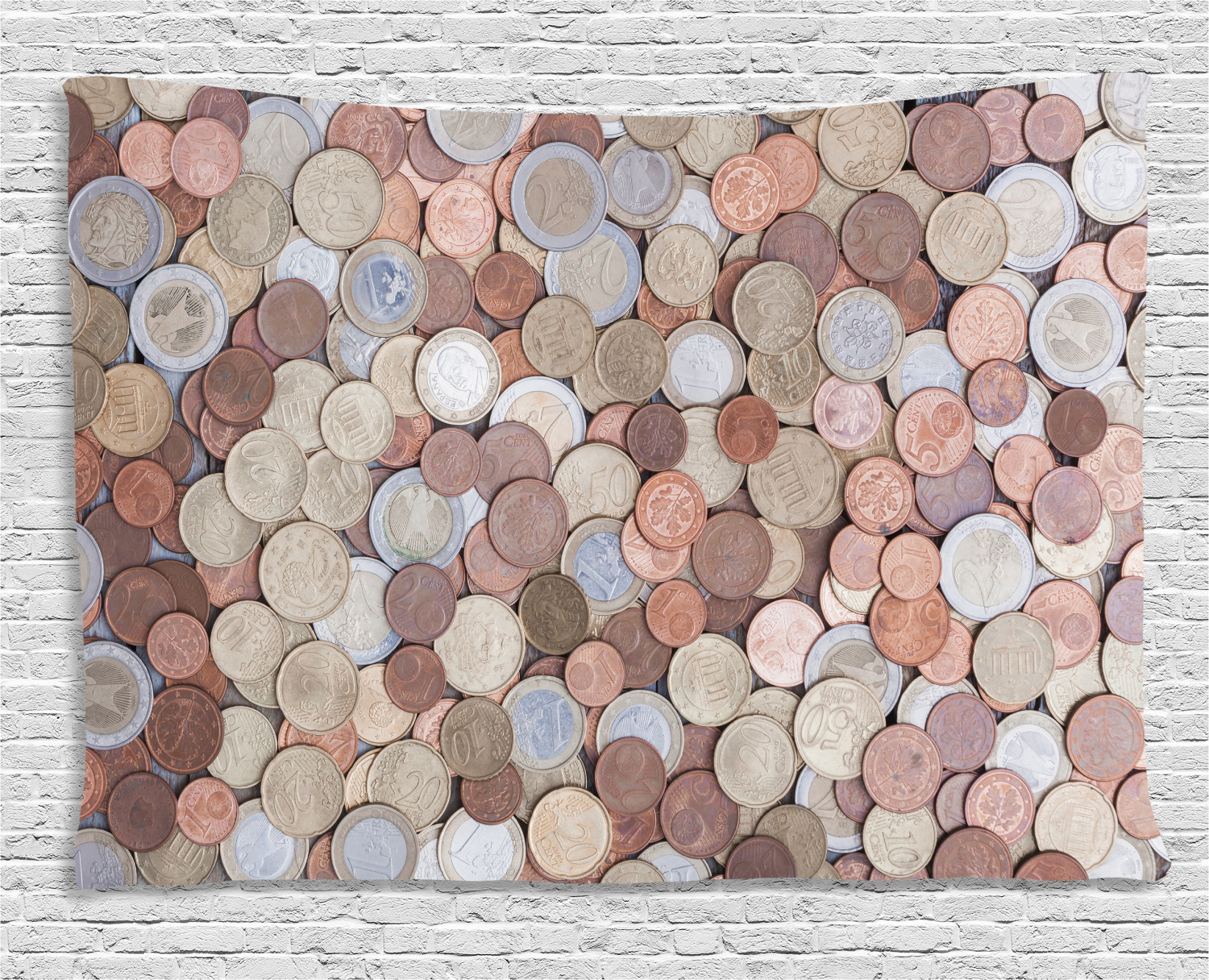Money Tapestry, Close Up Photo of Coins European Union Euros Cents on ...