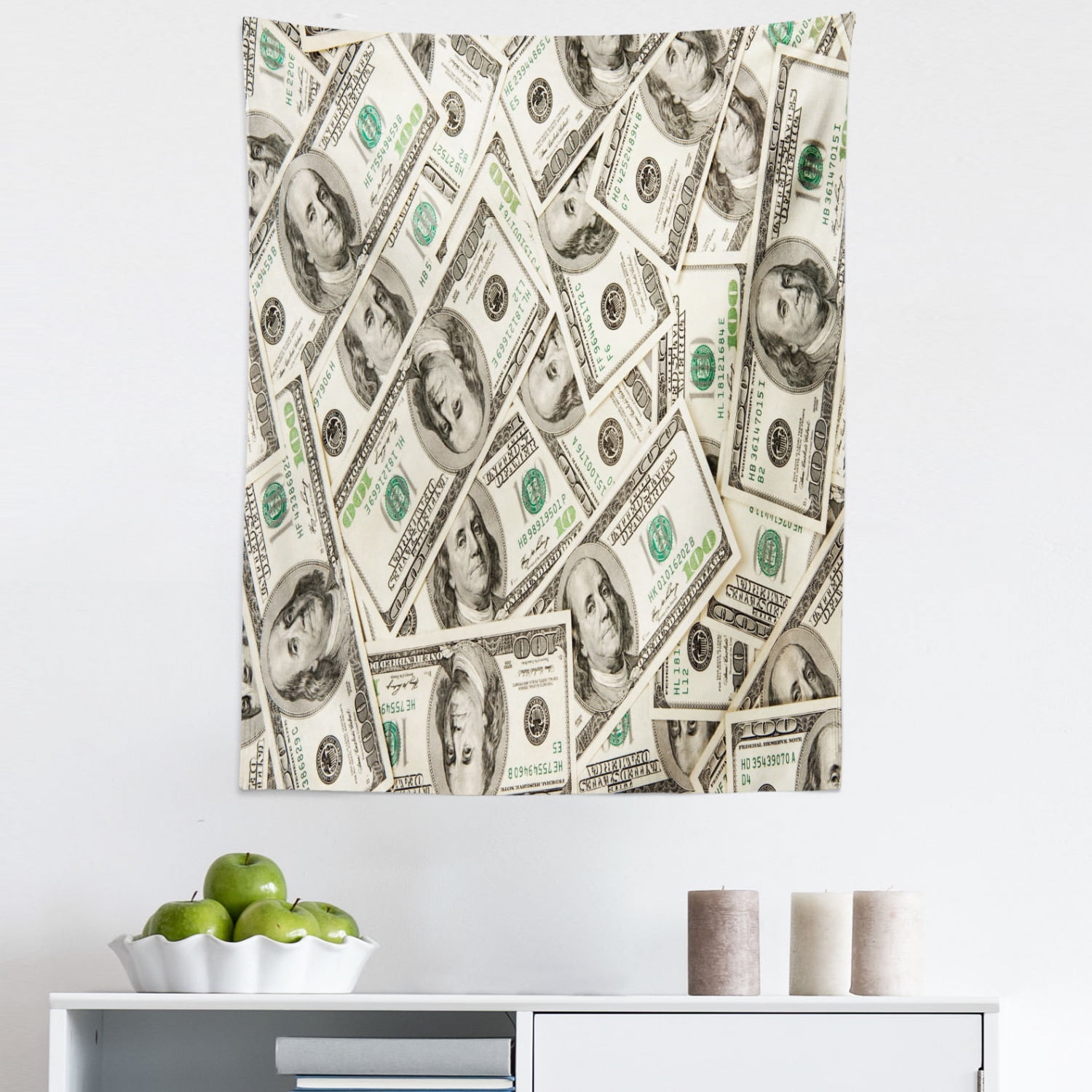 Money Tapestry, Heap of Dollars Pattern Currency Pile with Ben Franklin ...