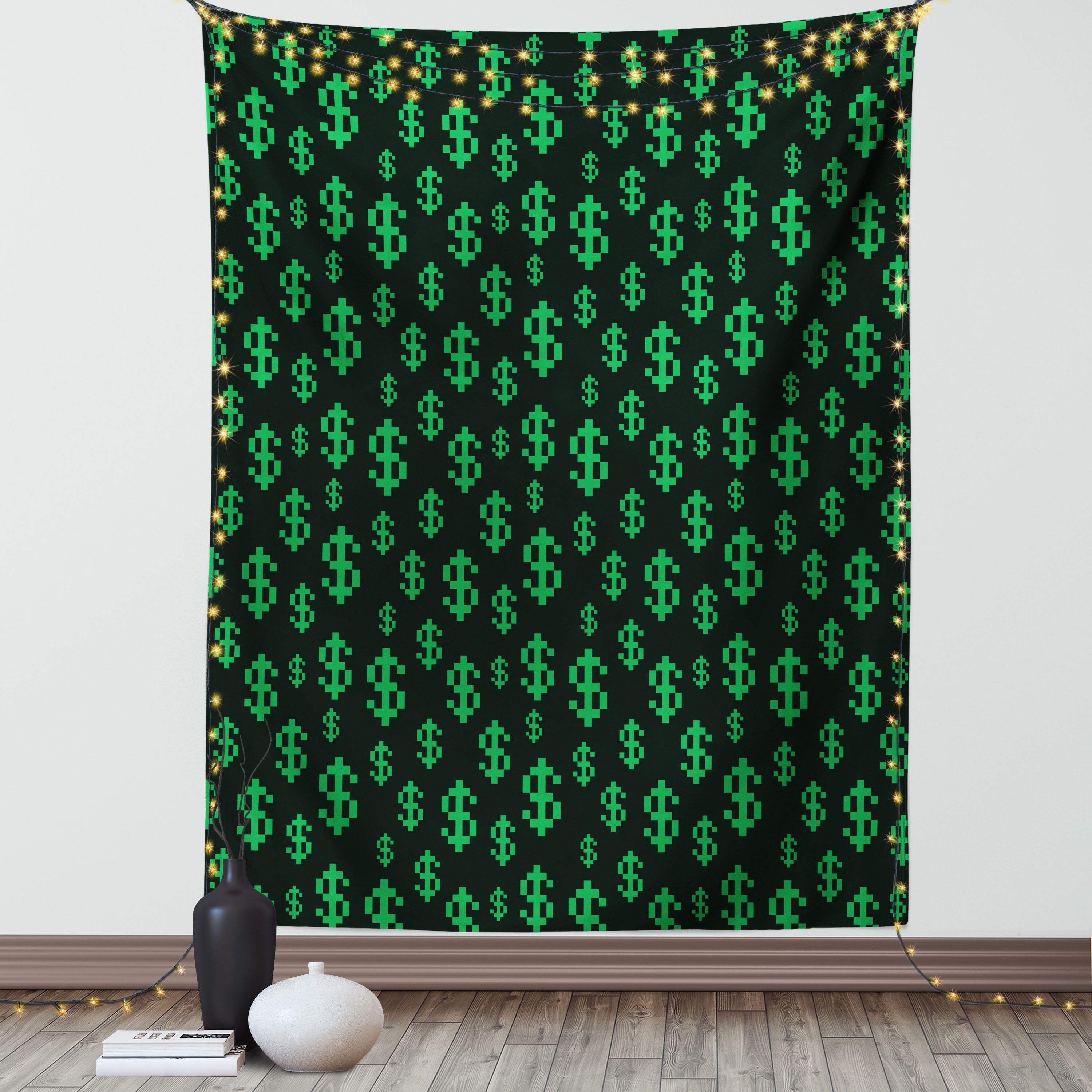 Money Tapestry, Pixel Art Inspirations in Eighties Style Dollar Sign ...