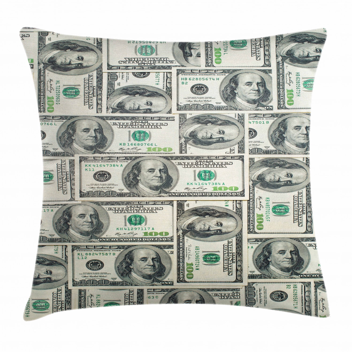 Money Throw Pillow Cushion Cover, Dollar Bills of United States Federal ...