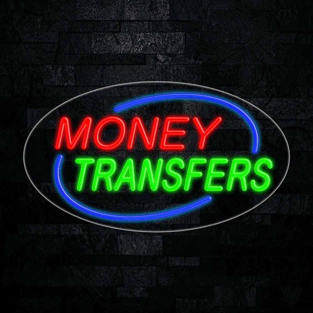 Money Transfers LED Neon Sign 28"L x 16"H #34600 - Walmart.com