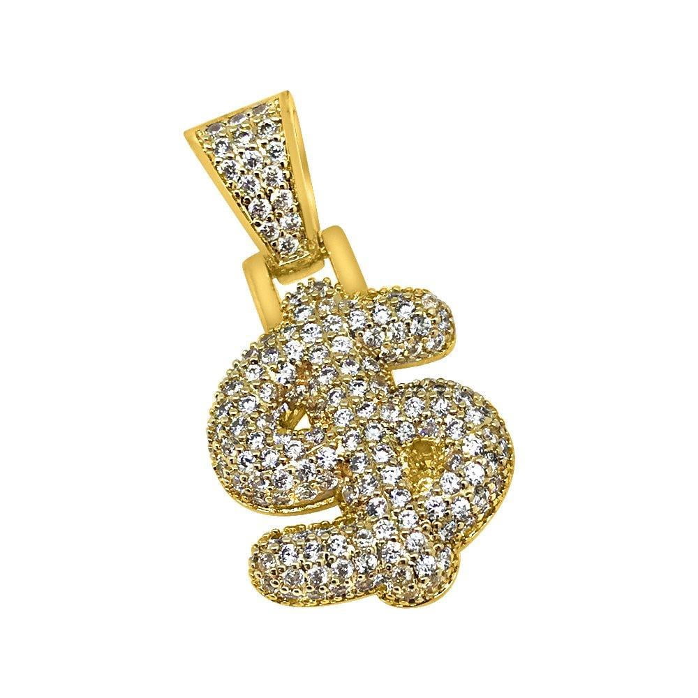$ Money US Dollar Symbol Gold CZ Bling Bling Pendant - Walmart.com