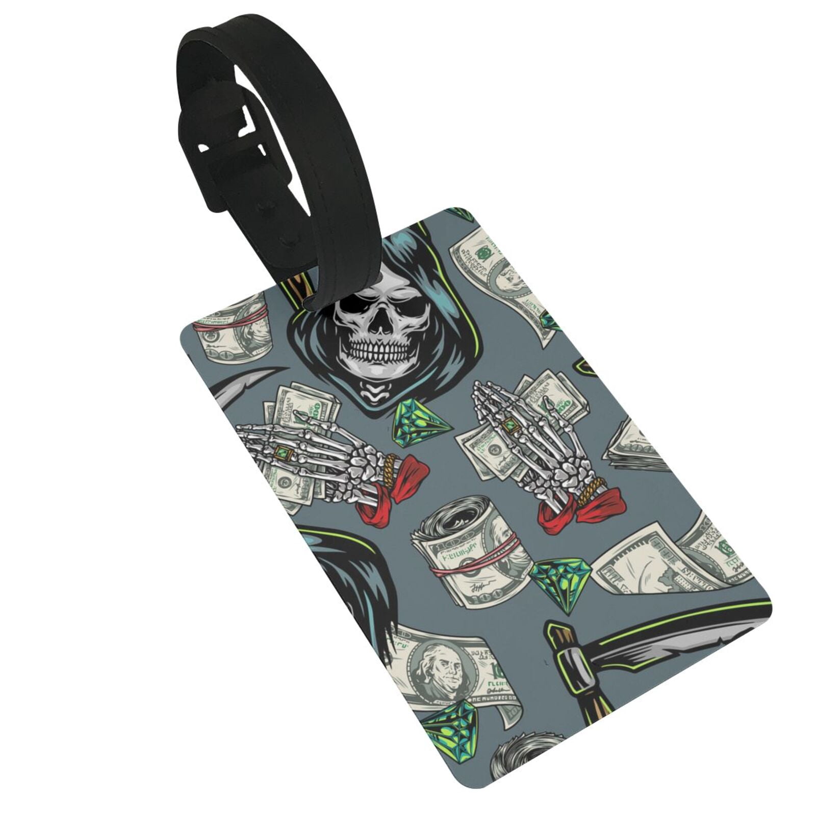 Money Vintage Reaper Grim Skull Luggage Tags Suitcases ID Baggage ...