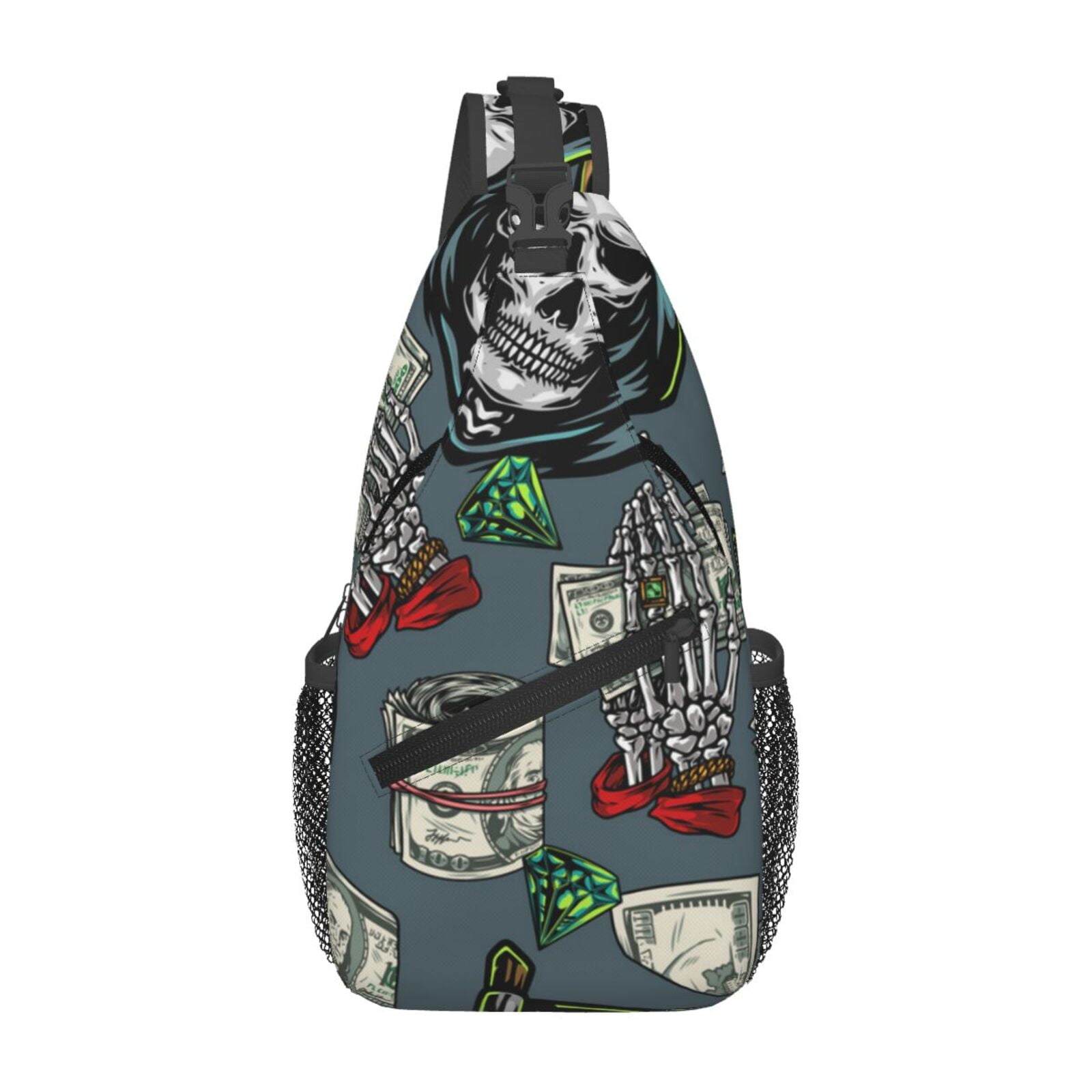 Money Vintage Reaper Grim Skull Sling Backpack Shoulder Chest Crossbody ...