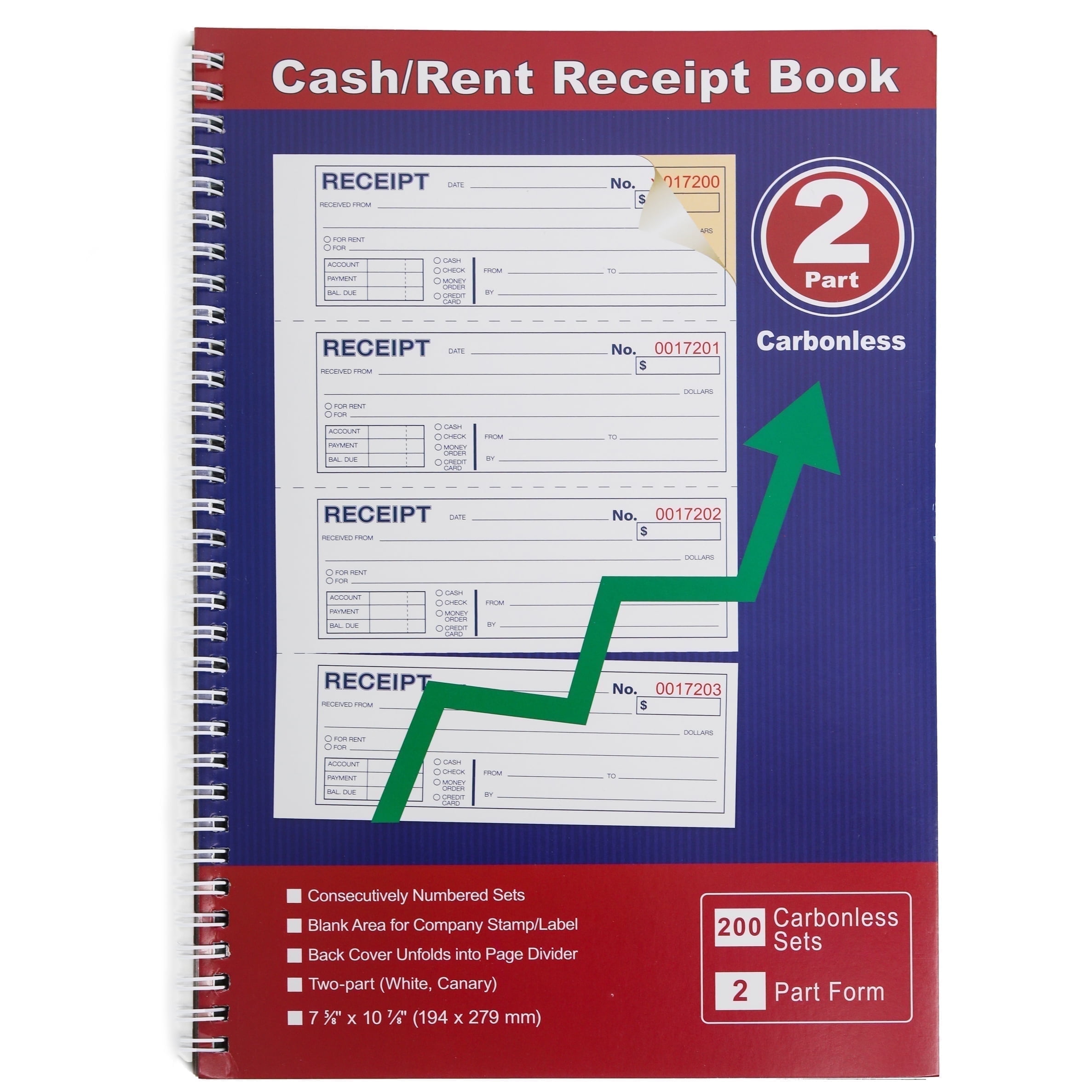 Gimehome Money and Rent Receipt Book, 2-Part Carbonless, 7-5/8" x 11 ...