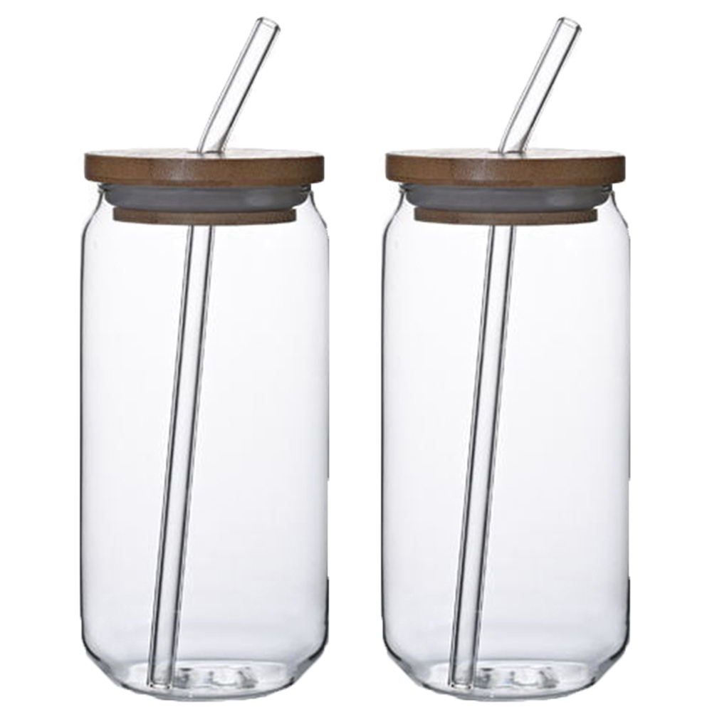 Monfince Mason Jar Cups with Lid and Straw - 550ml/18.5oz Reusable Wide ...