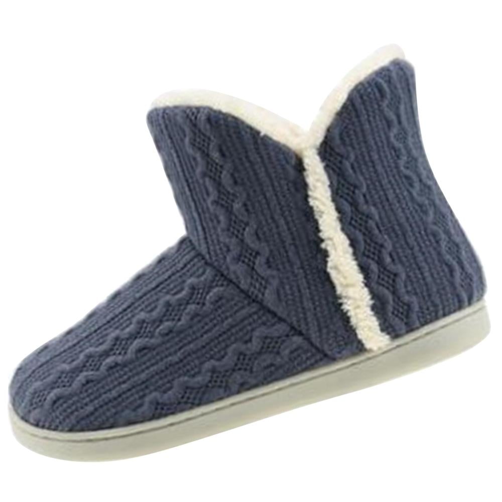 Monfince Winter Womens Warm Knitted High-tops Bootie Slippers Fluffy ...
