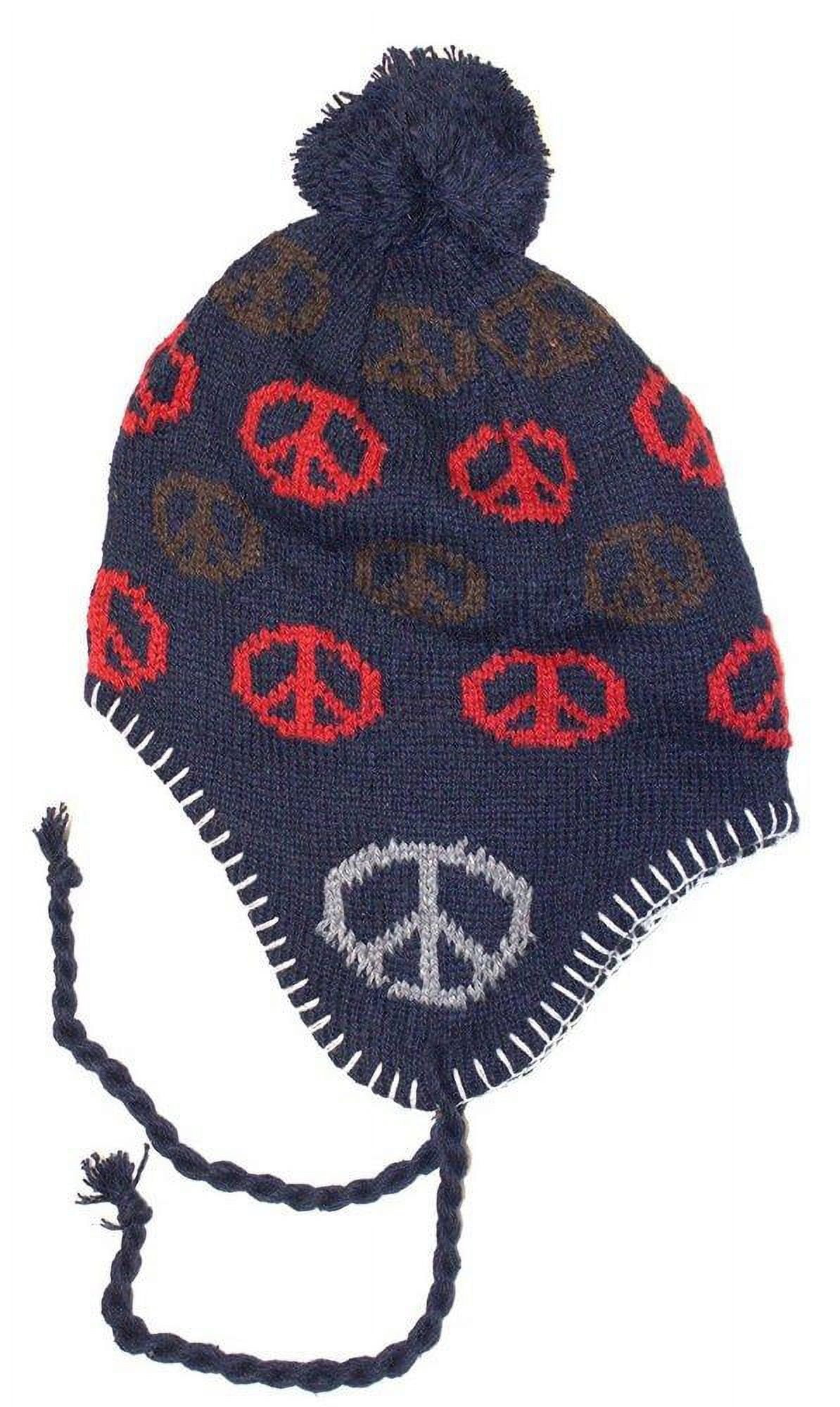 Mongolian Braided Peace Sign YOUTH Pom Beanie Hat Cap Lid - Walmart.com