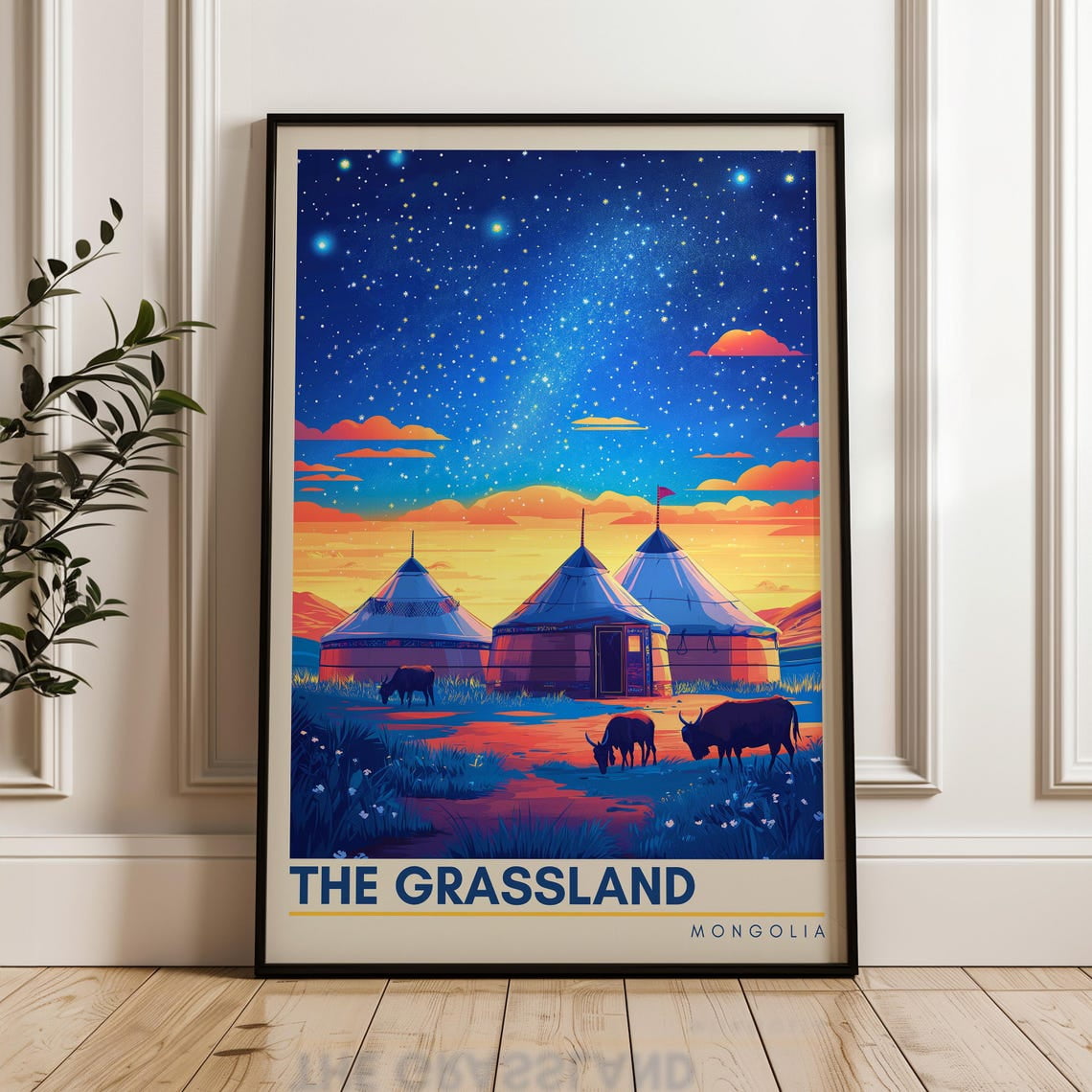 Mongolian-Manchurian Grassland Travel Poster - Mongolia Wall Art Print ...