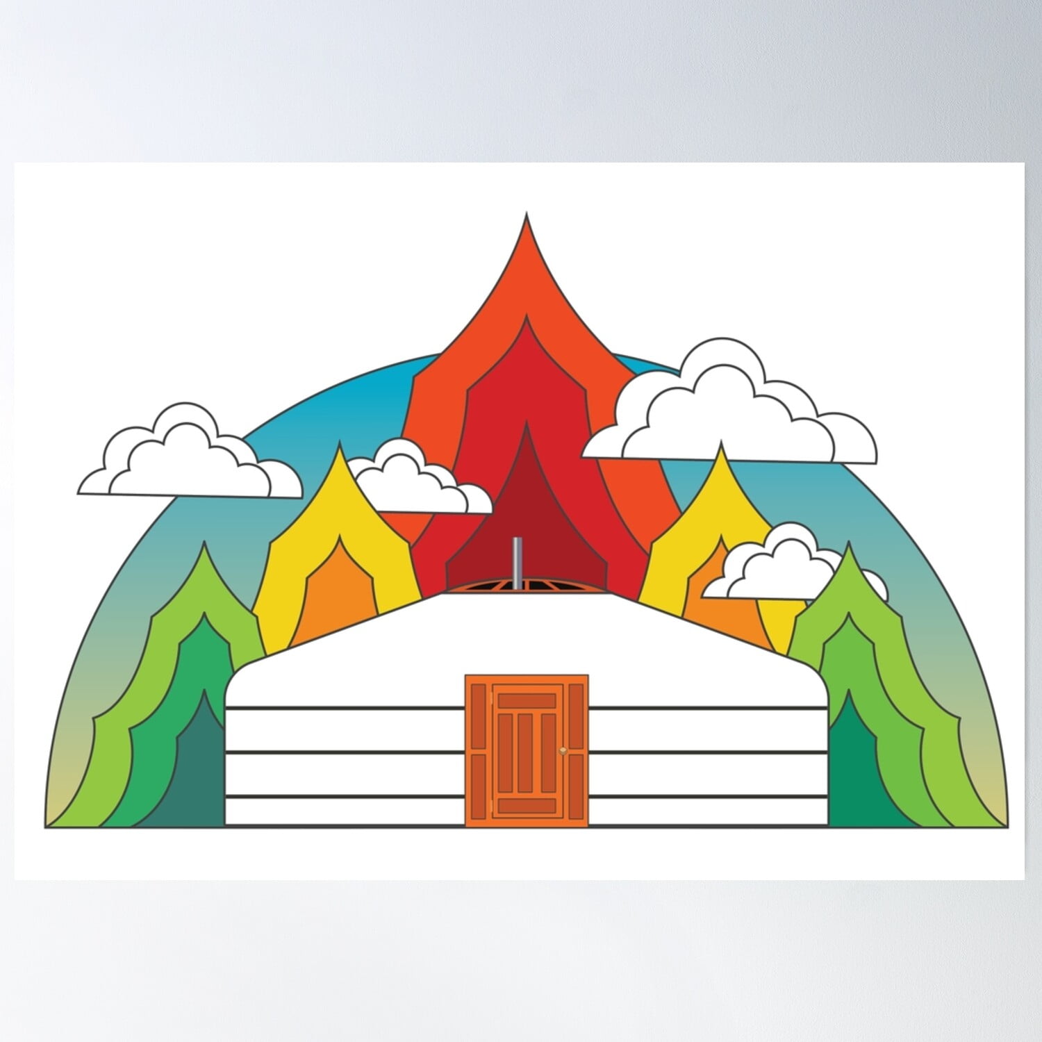 Mongolian Yurt Poster Wall Art, Modern Wall Decor, 8x12 UNFRAMED ...