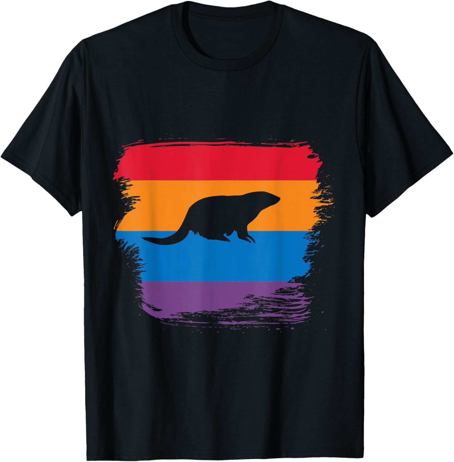 Mongoose Shadow silhouette with colorful Flag T-Shirt men and women can ...