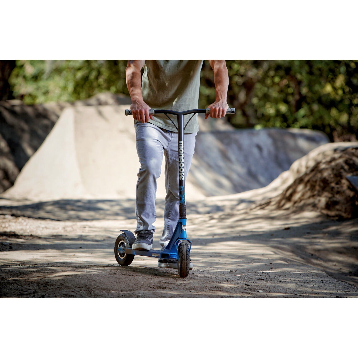 Mongoose Tread Pro Freestyle Kids and Adult Dirt Scooter, Blue ...