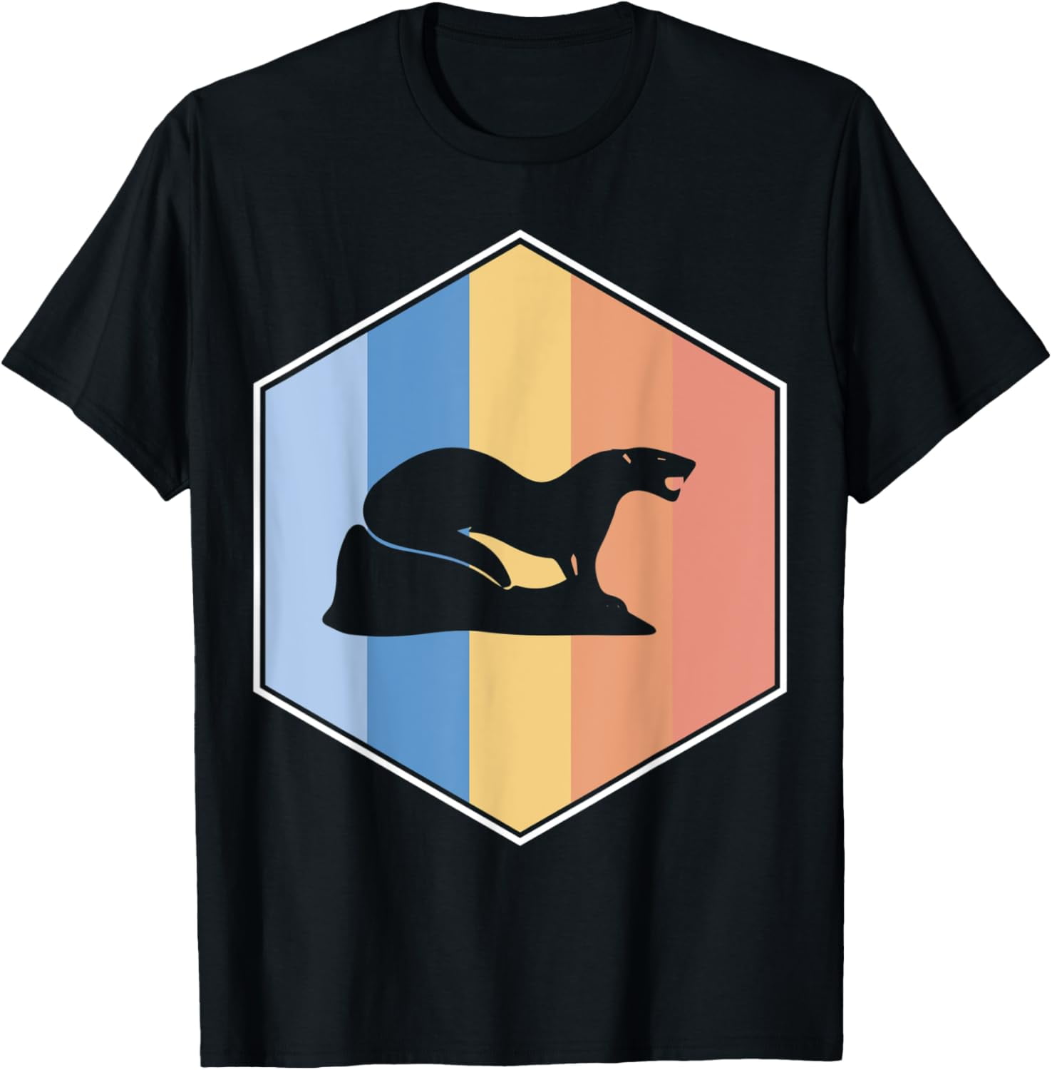 Mongoose with Retro Colors in a Hexagon T-Shirt men and women can wear ...