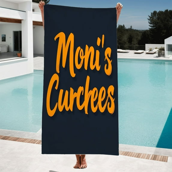 Moni ' s Curcrees Cursive Design Beach & Pool Towel - Vibrant Orange ...