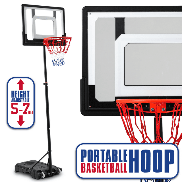 Monibloom Portable Basketball Hoop Goal 5ft - 7ft Adjustable with 33 ...