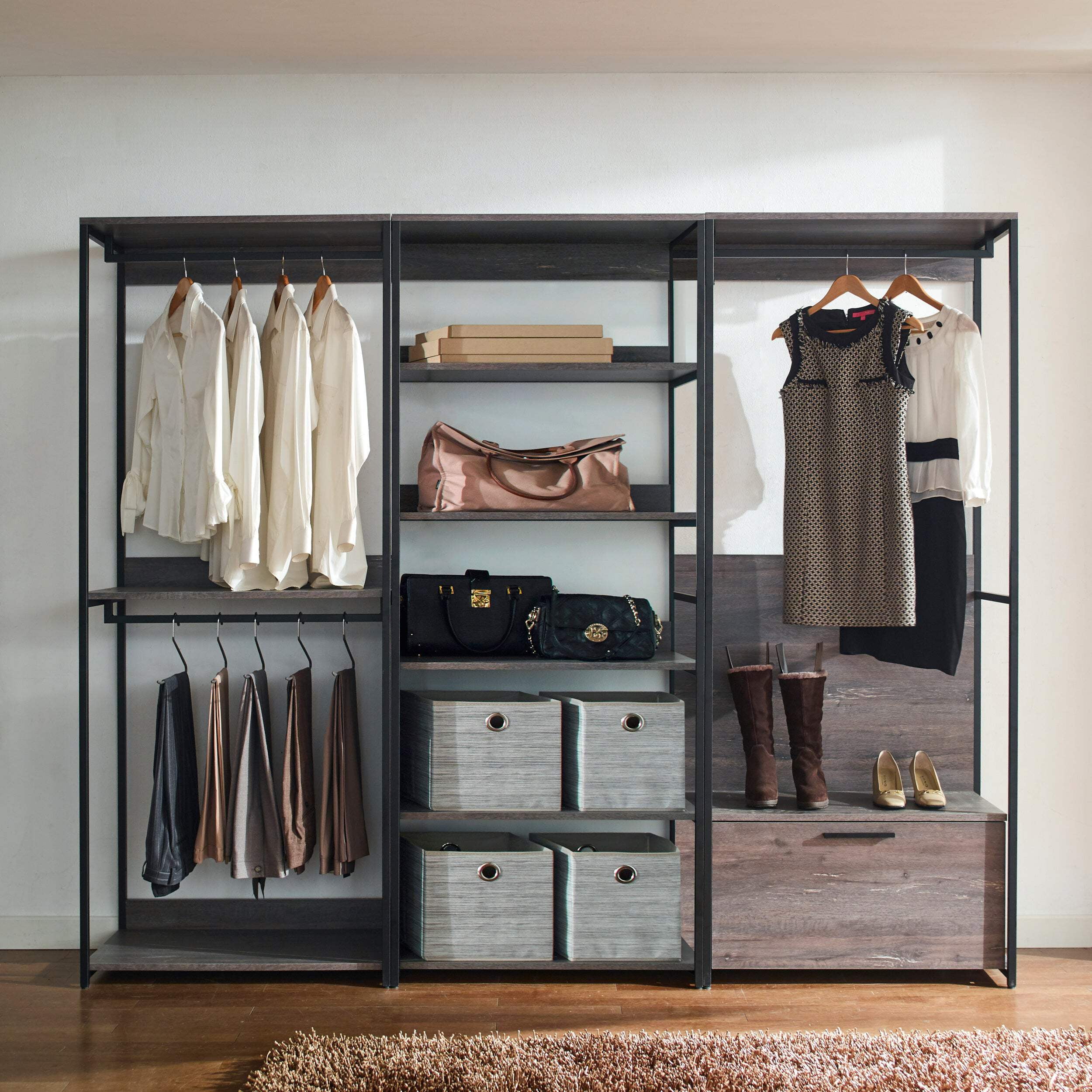 Monica Wood Walk In Closet System Rustic Mdf Melamine - Walmart.com