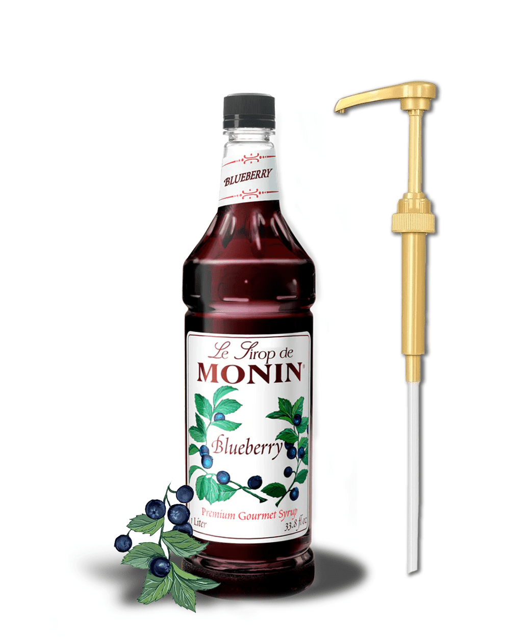 Monin Blueberry Flavoring Premium Gourmet Syrup 1 Liter + Gold Pump ...