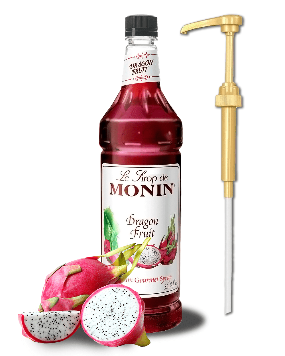 Monin Dragon Fruit Syrup, 1 L Bottle with Gold Pump, Tropical Flavor ...