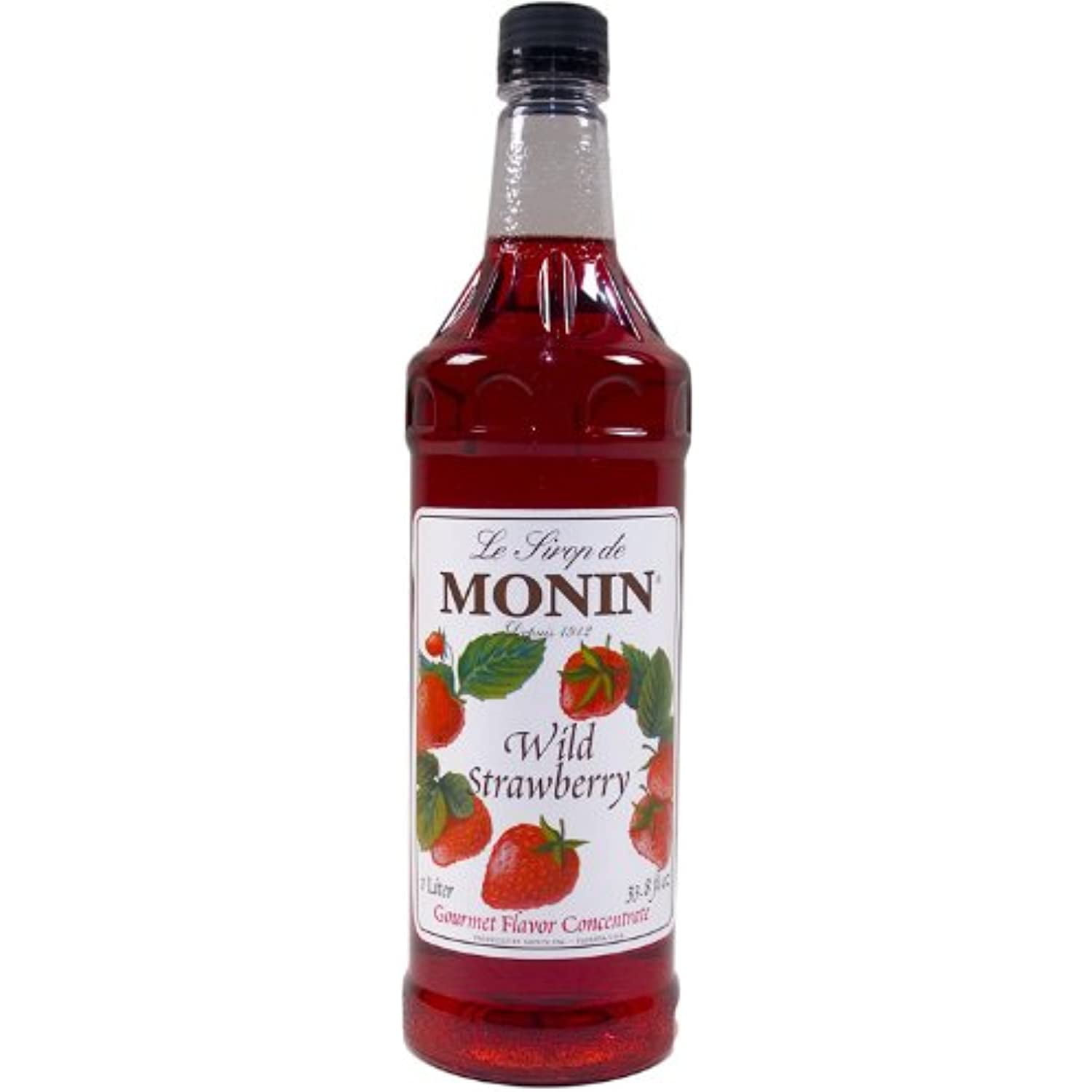 Monin Flavored Syrup, Wild Strawberry, 33.8-Ounce Plastic Bottle (Pack ...