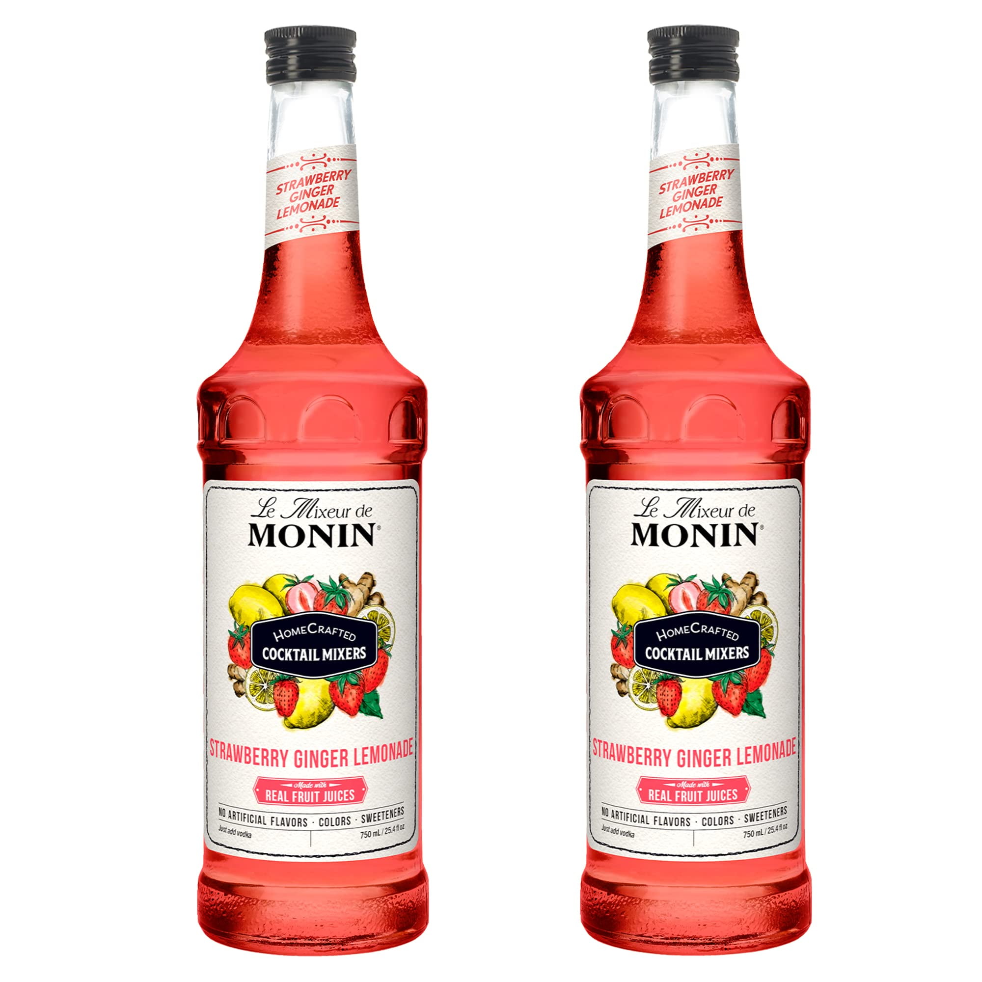 Monin - Homecrafted Strawberry Ginger Lemonade Cocktail Mixer, Ready-To ...