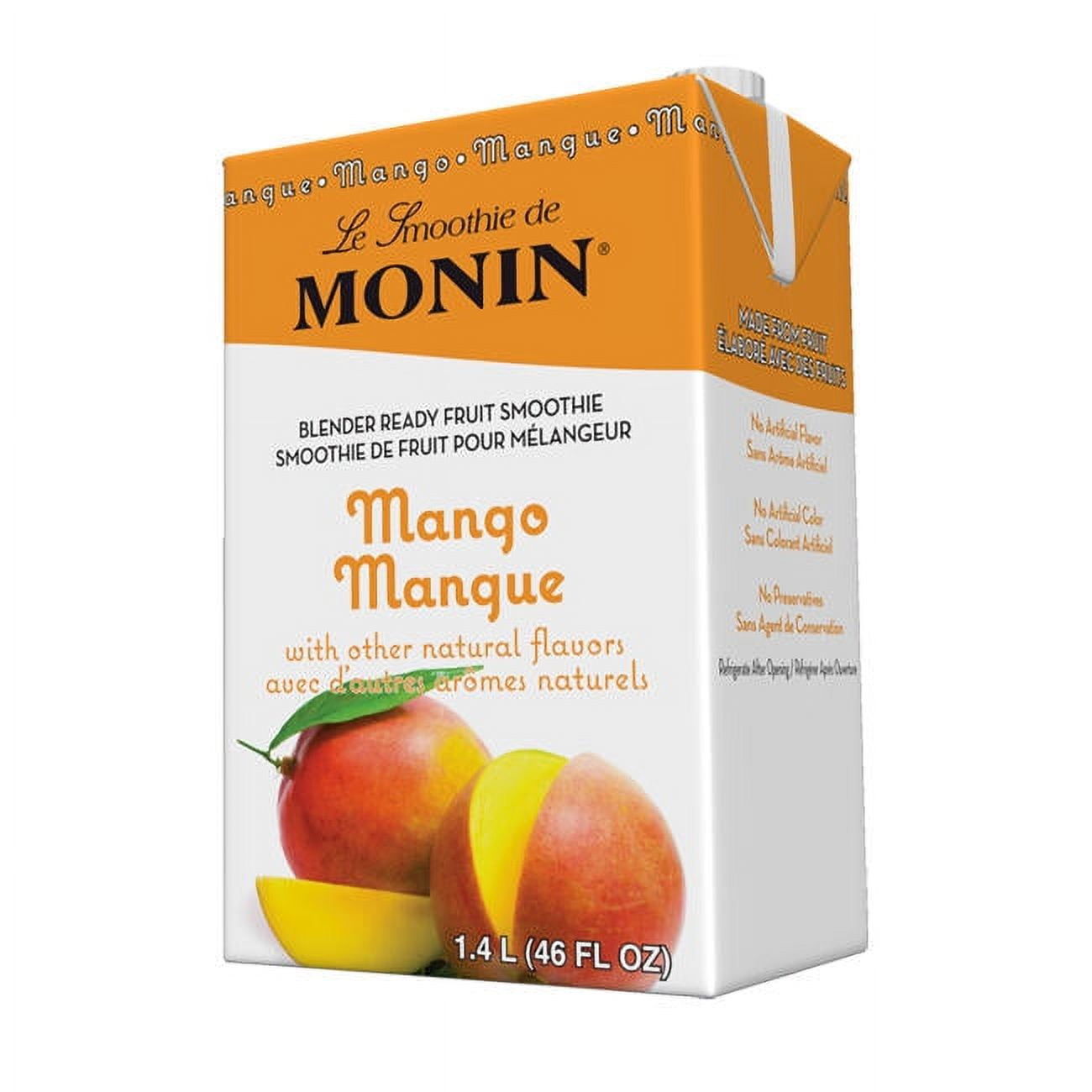 MONIN, Mango Fruit Smoothie Mix, 46 oz, 6-pack, versatile tropical ...