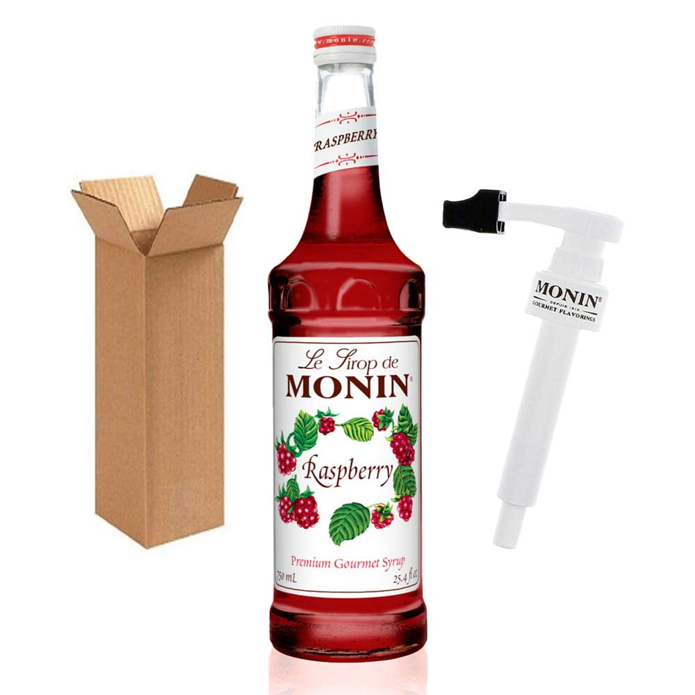 Monin - Raspberry Syrup With Monin Bpa Free Pump, Boxed, Sweet And Tart ...