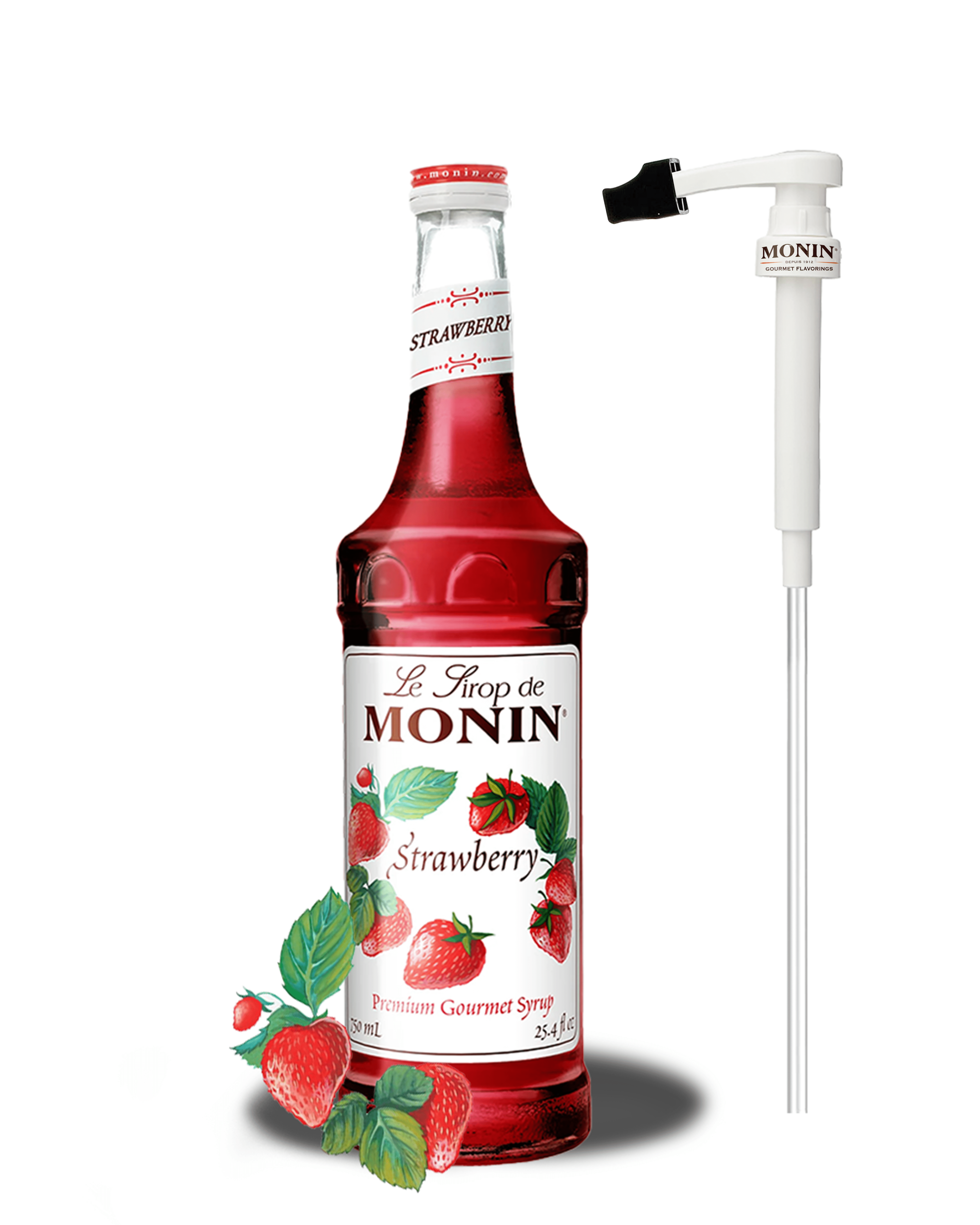 Monin Strawberry Syrup, 750mL (25.4 fl oz) Bottle with Pump – Premium ...