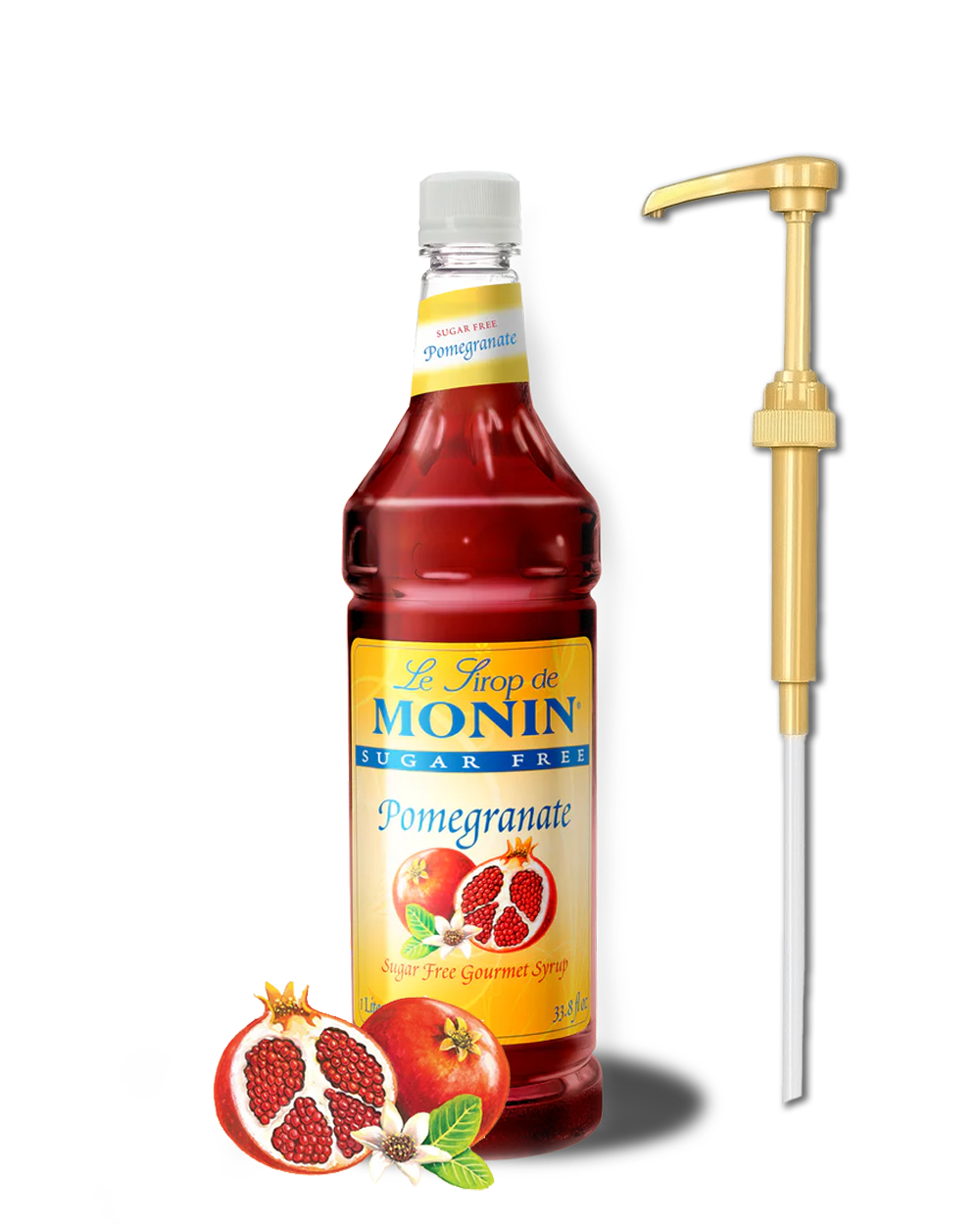 Monin Sugar-Free Pomegranate Flavoring Syrup 1 Liter + Gold pump ...