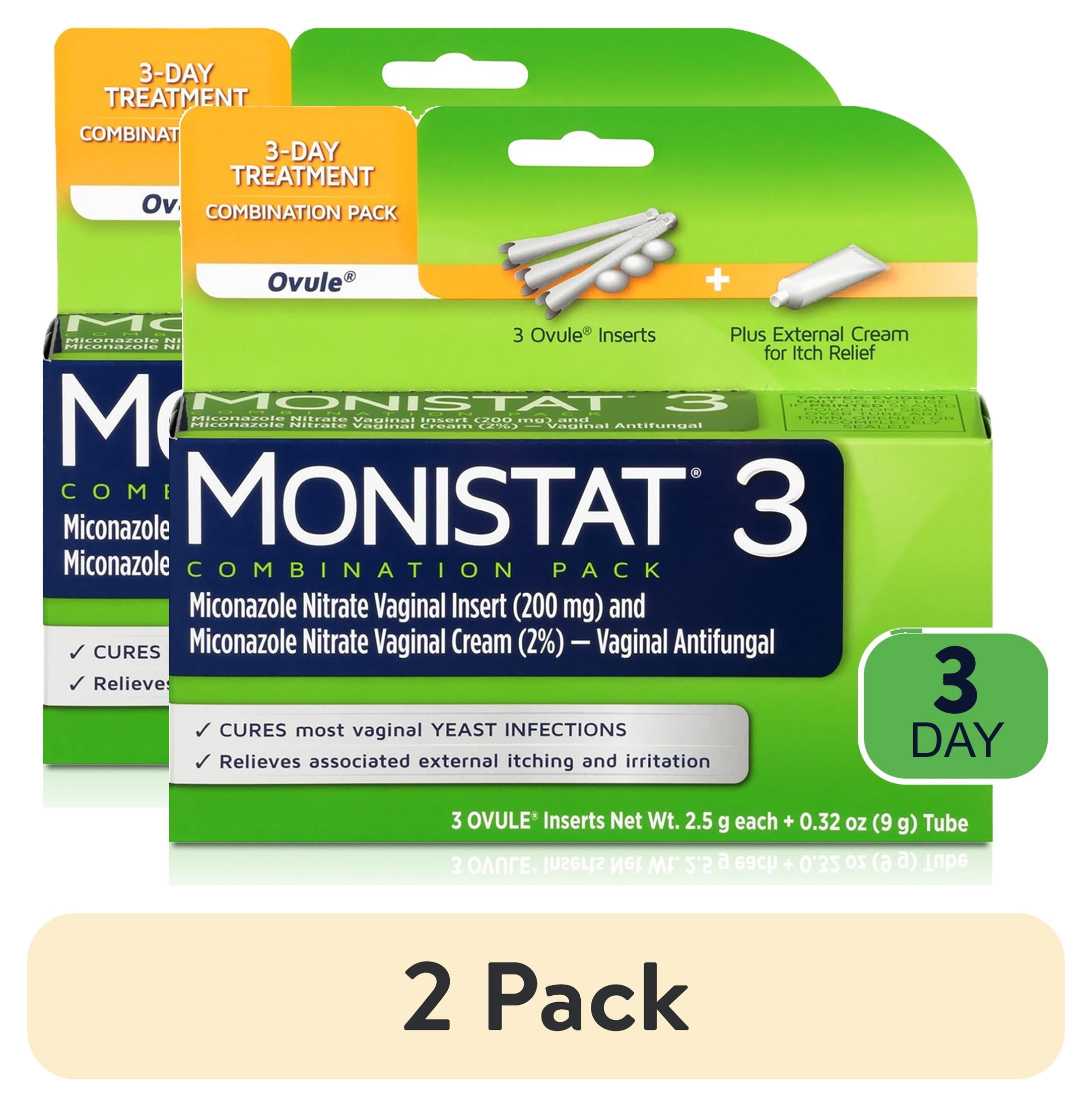 (2 pack) Monistat 3 Day Yeast Infection Treatment, 3 Miconazole Ovule ...