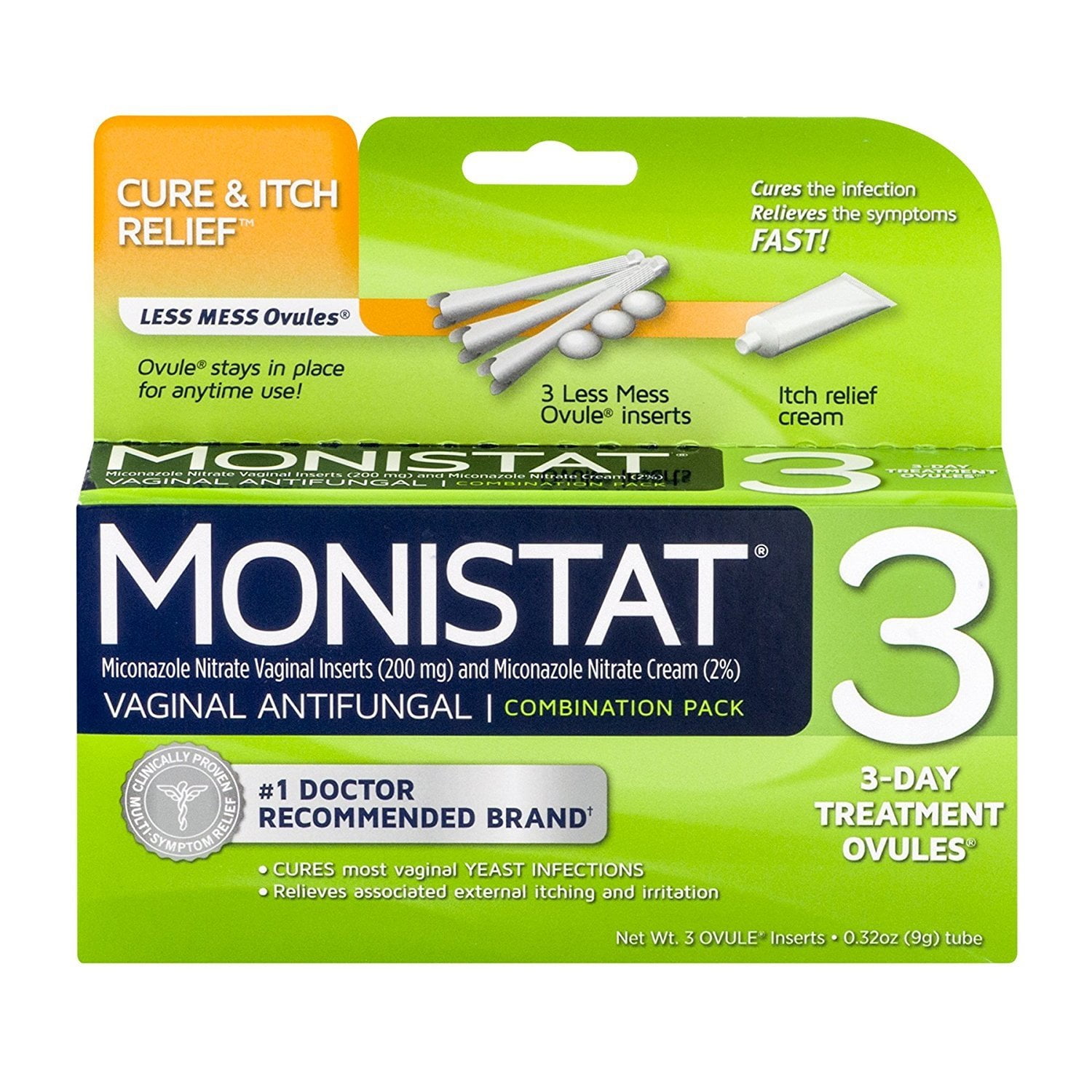 Monistat Miconazole Nitrate Cream Vaginal Antifungal, 3 Day Treatment ...