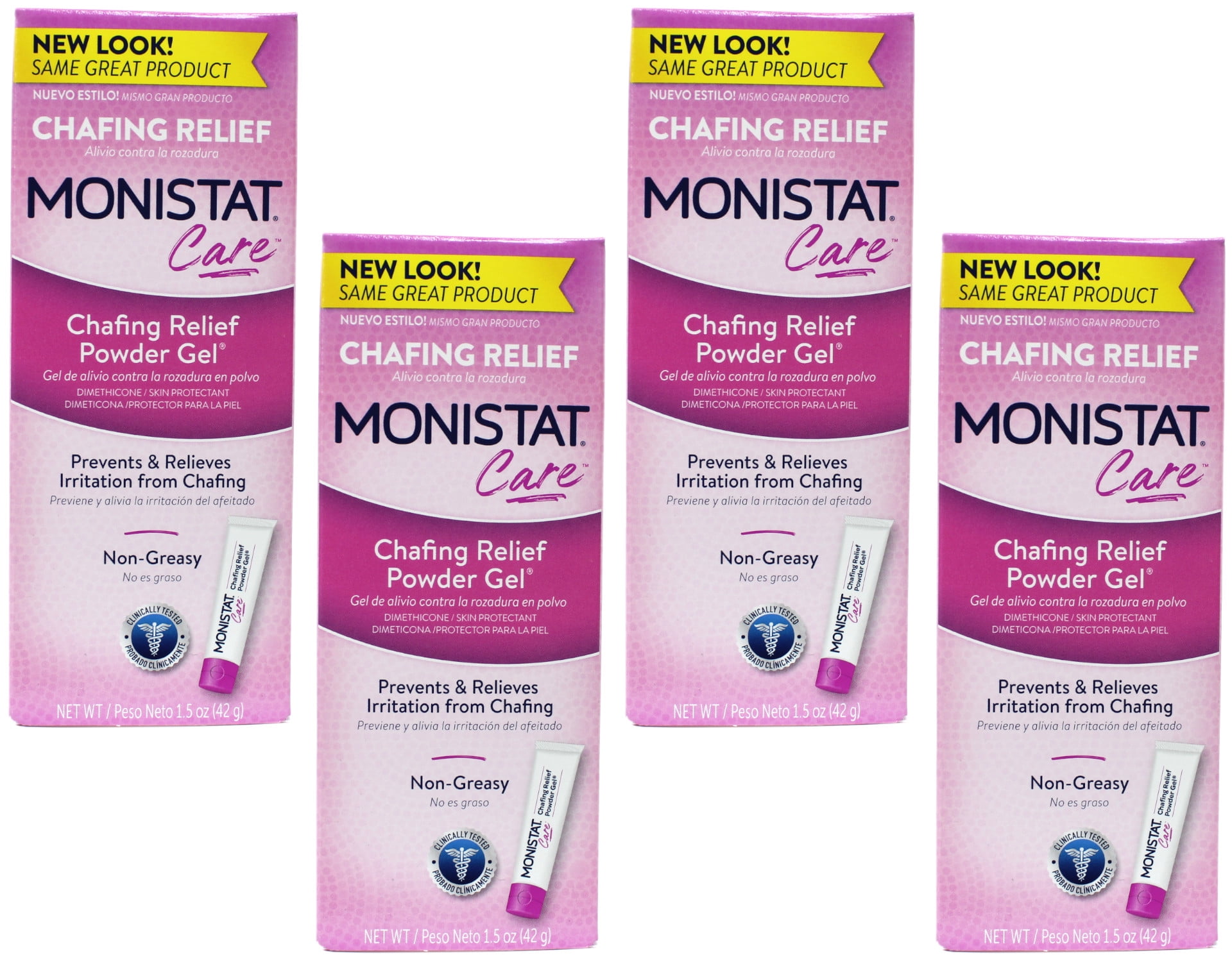 Monistat Chafing Relief Powder Gel, Soothing Irritation, 1.5oz, 4-Pack ...