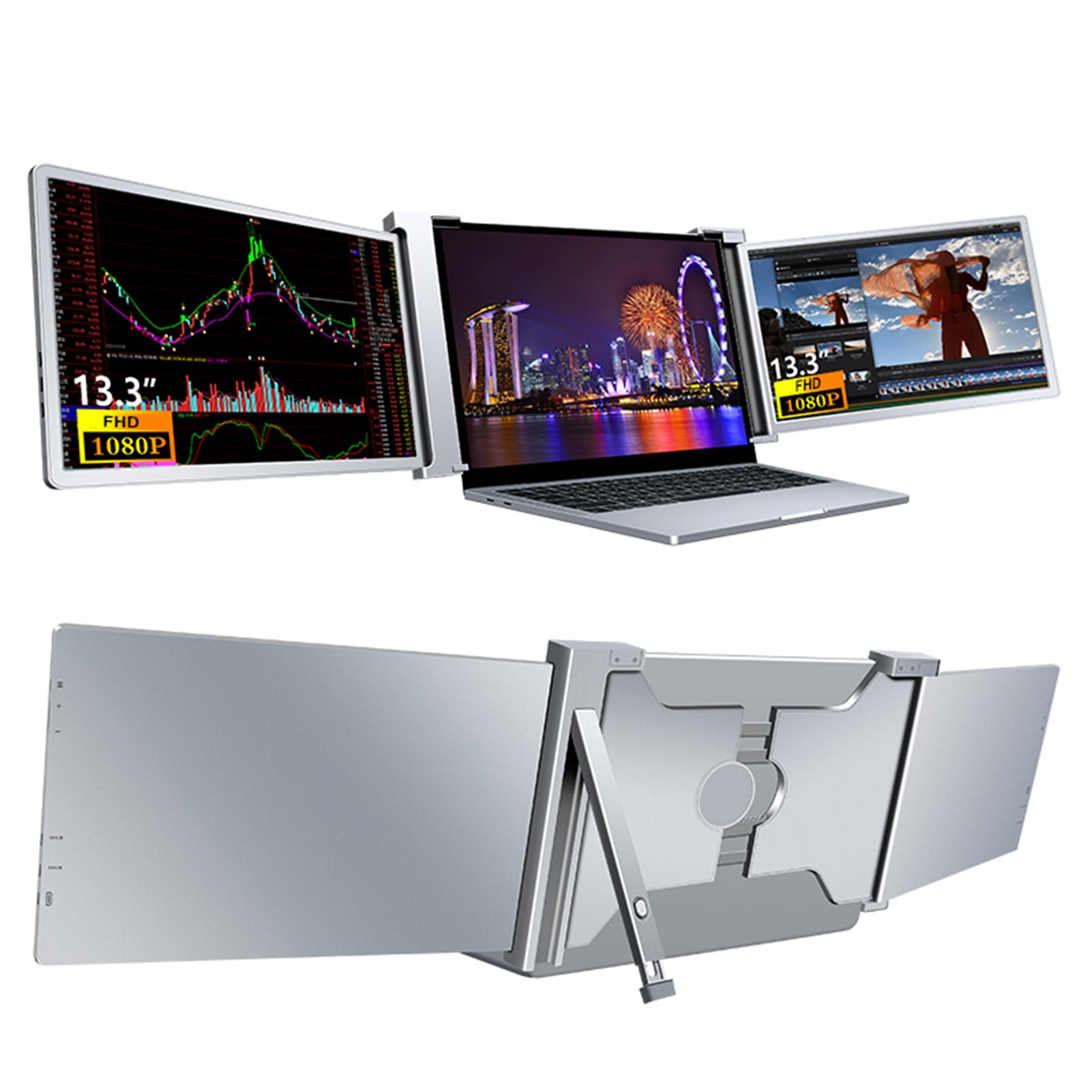 Monitor 13.3" Laptop Screen Extender 1080P FHD Portable Triple Monitor ...