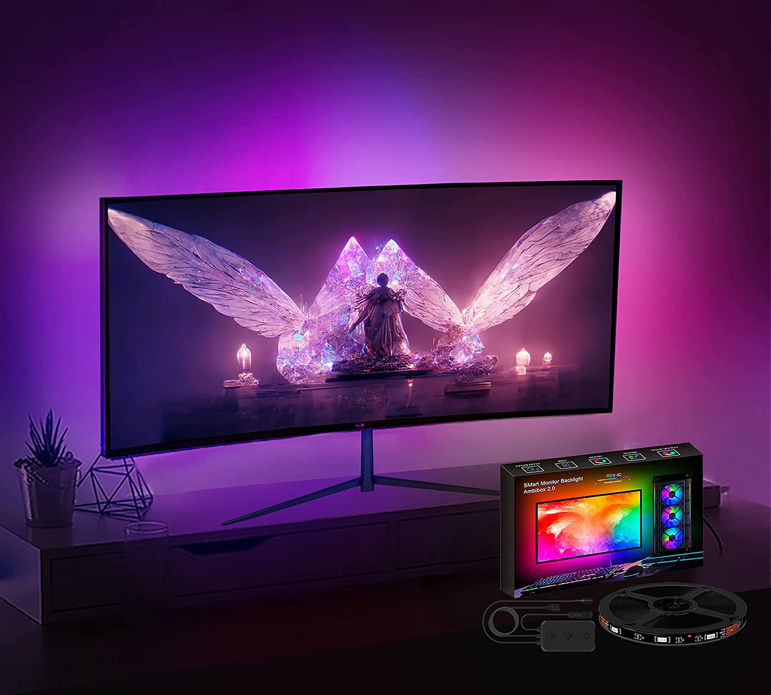 Monitor Backlight, Rgb Led Strip Lights Are Color Synchronized With The ...