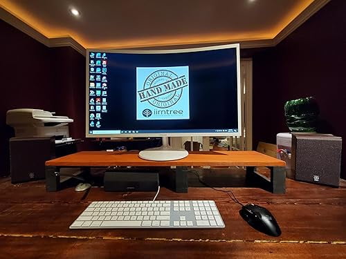Monitor Display Stand – Solid Wood Riser for Desk, Ergonomic Computer ...