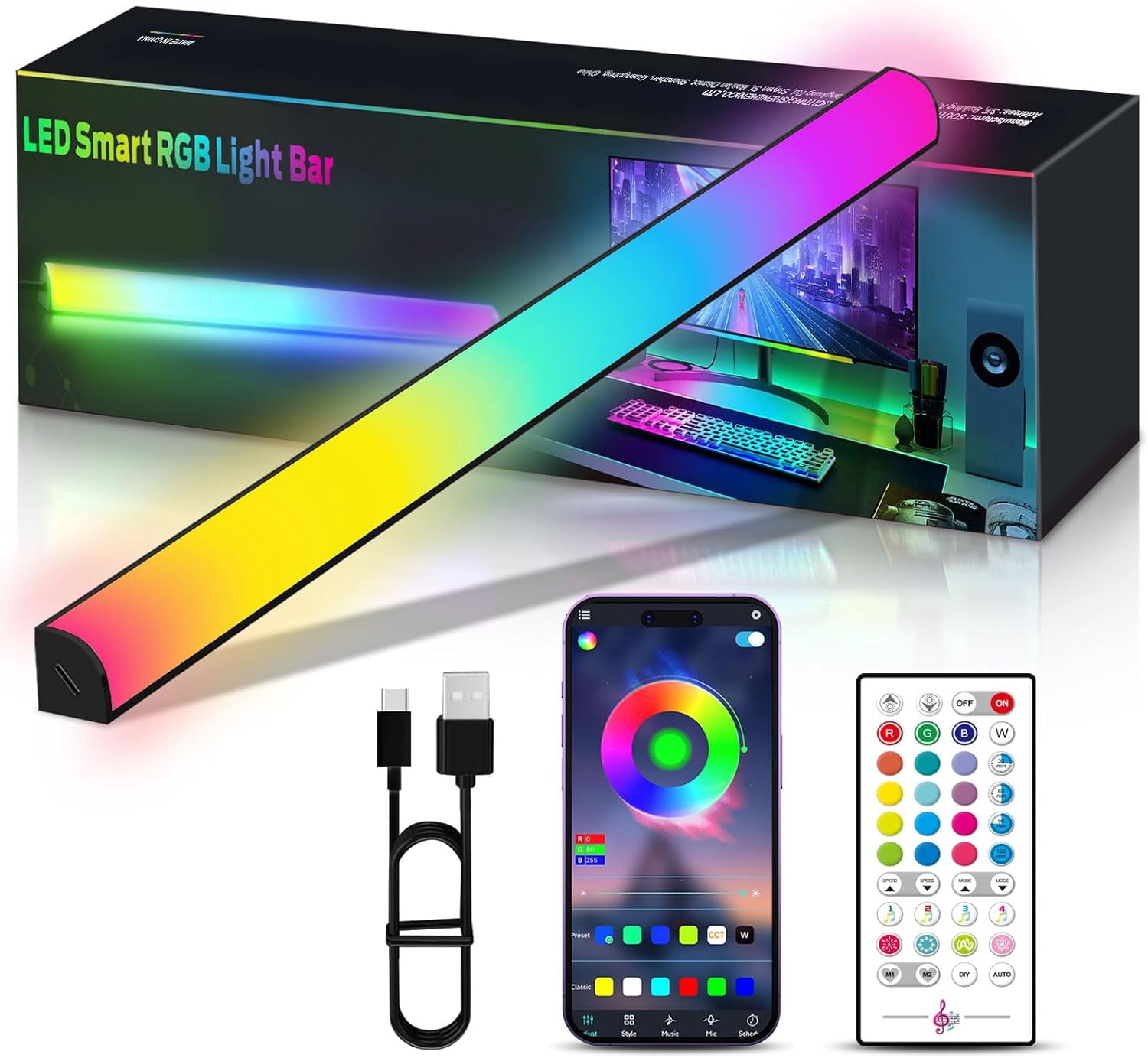 Monitor Down Light Bar, Rgb Screen Desk Light Pc, Dimmable Led Dynamic ...
