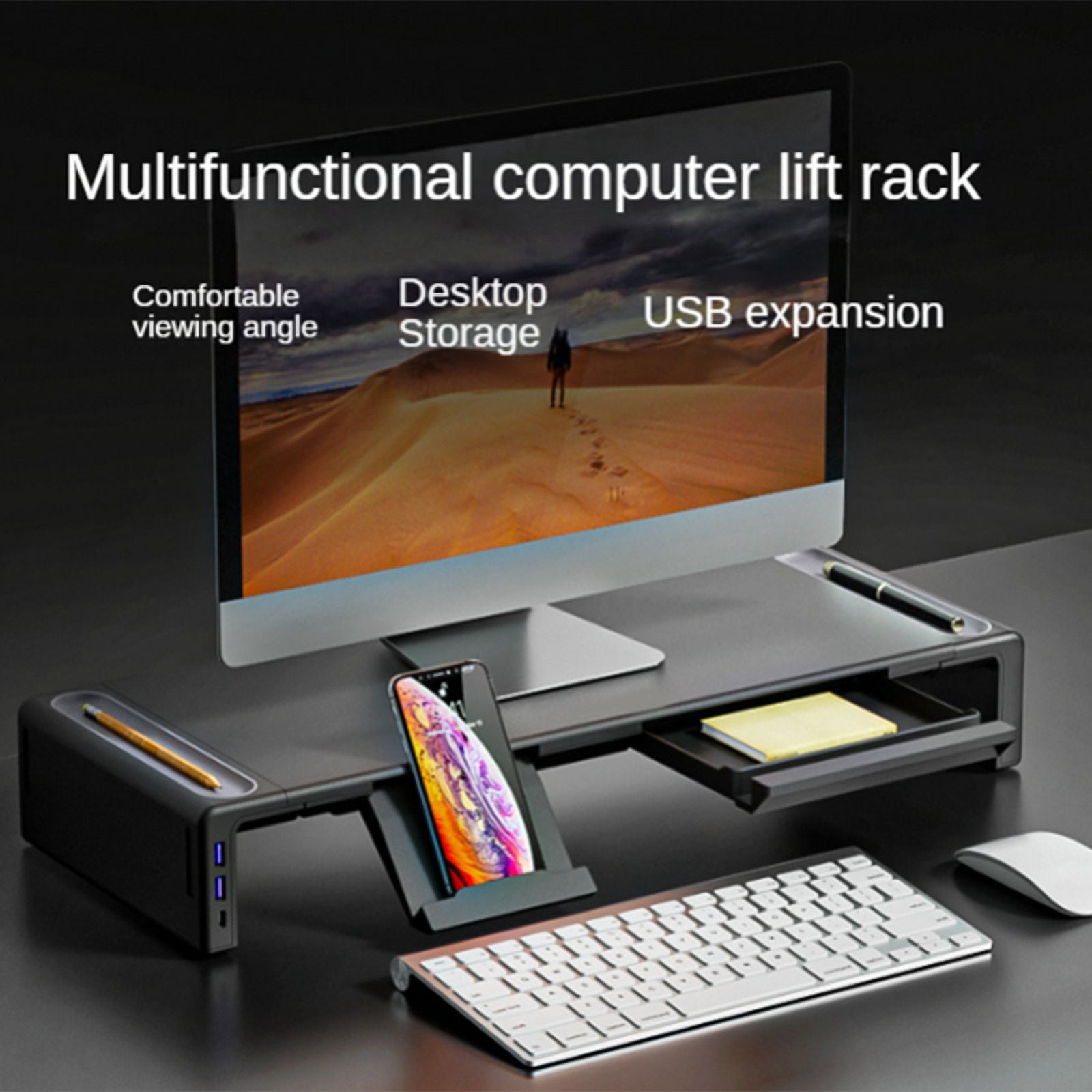 Monitor Increases Elevated USB Expansion and Folding Computer Desktop ...