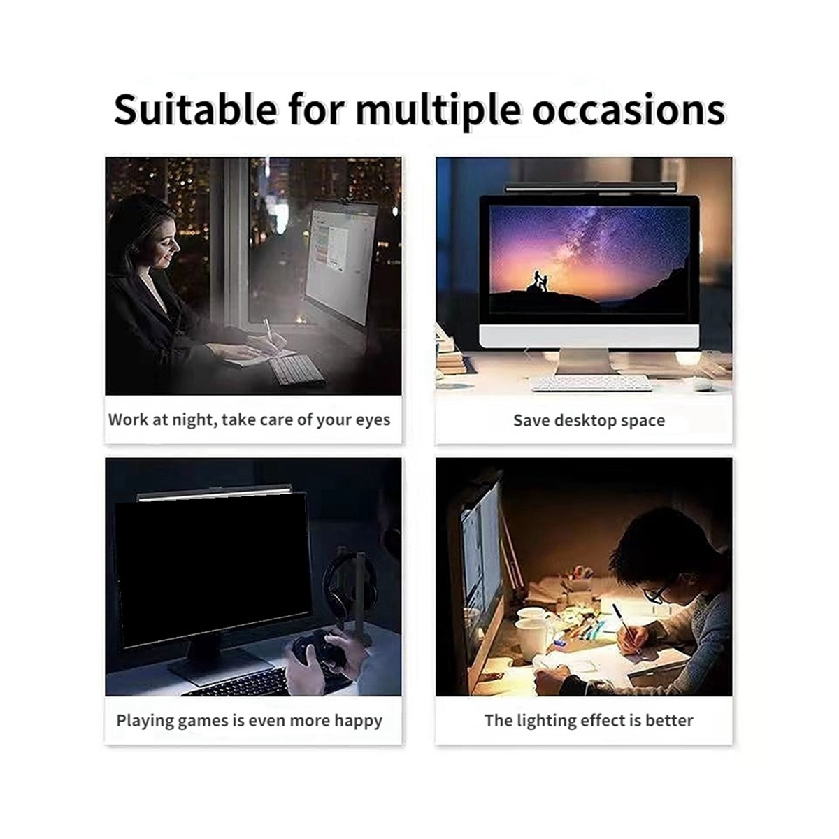 Monitor Light Bar, LED Desk Lamp Dimmable Computer Eye-Caring USB ...