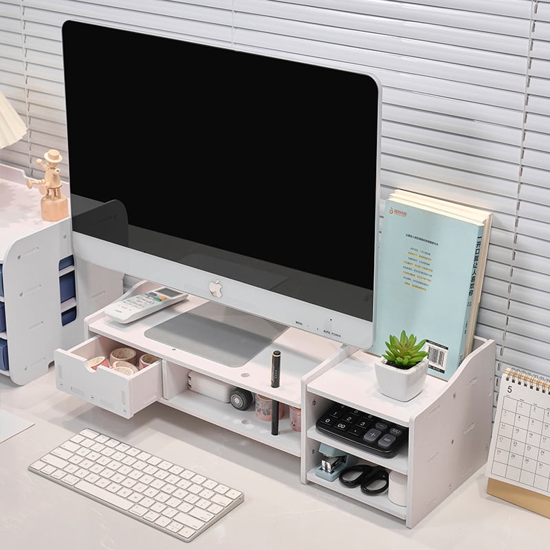 Monitor Stand, Desktop Shelf, Multifunctional Wooden Storage Shelf ...