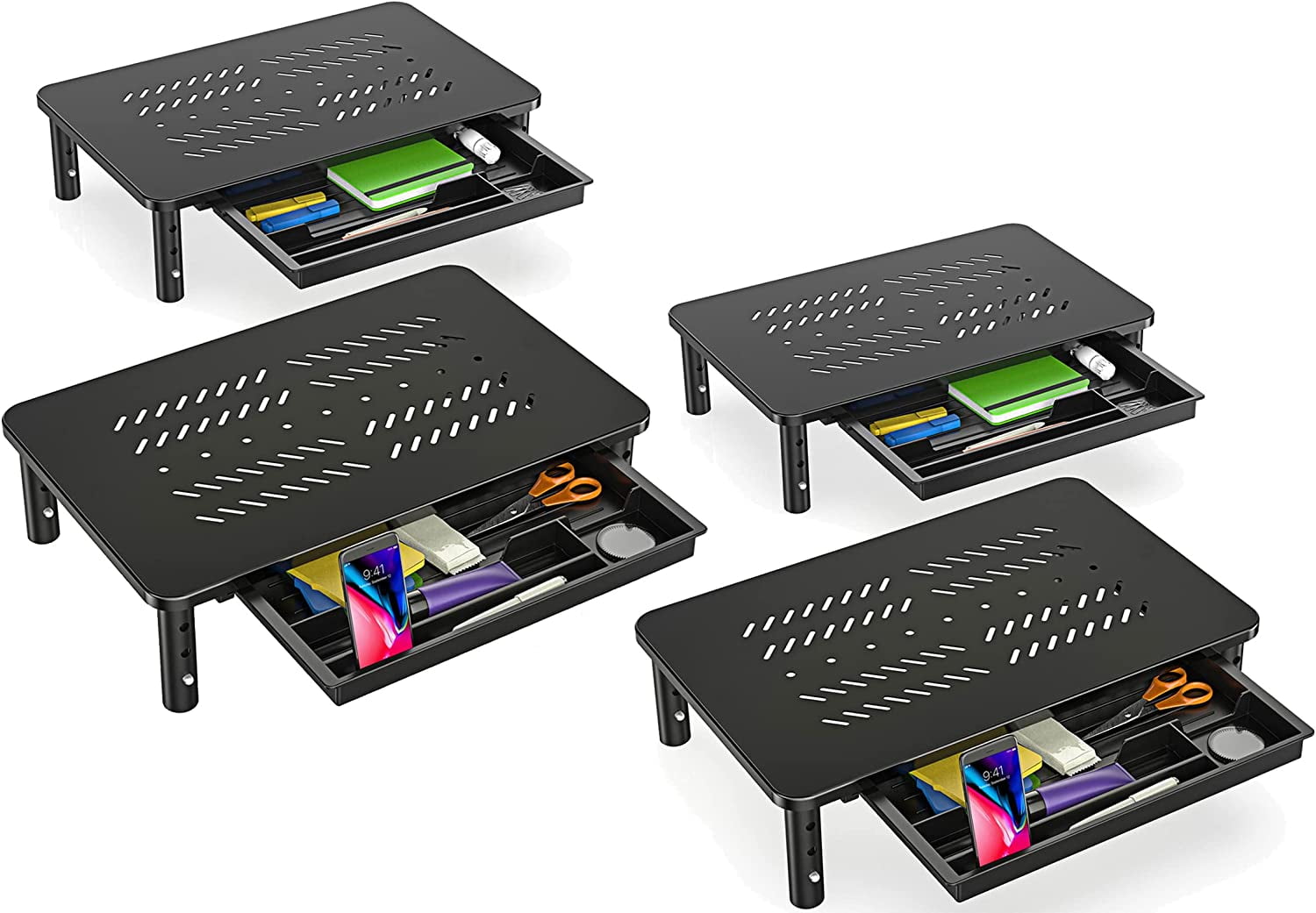 Monitor Stand with Drawer - Adjustable Computer Monitor Riser, Metal ...