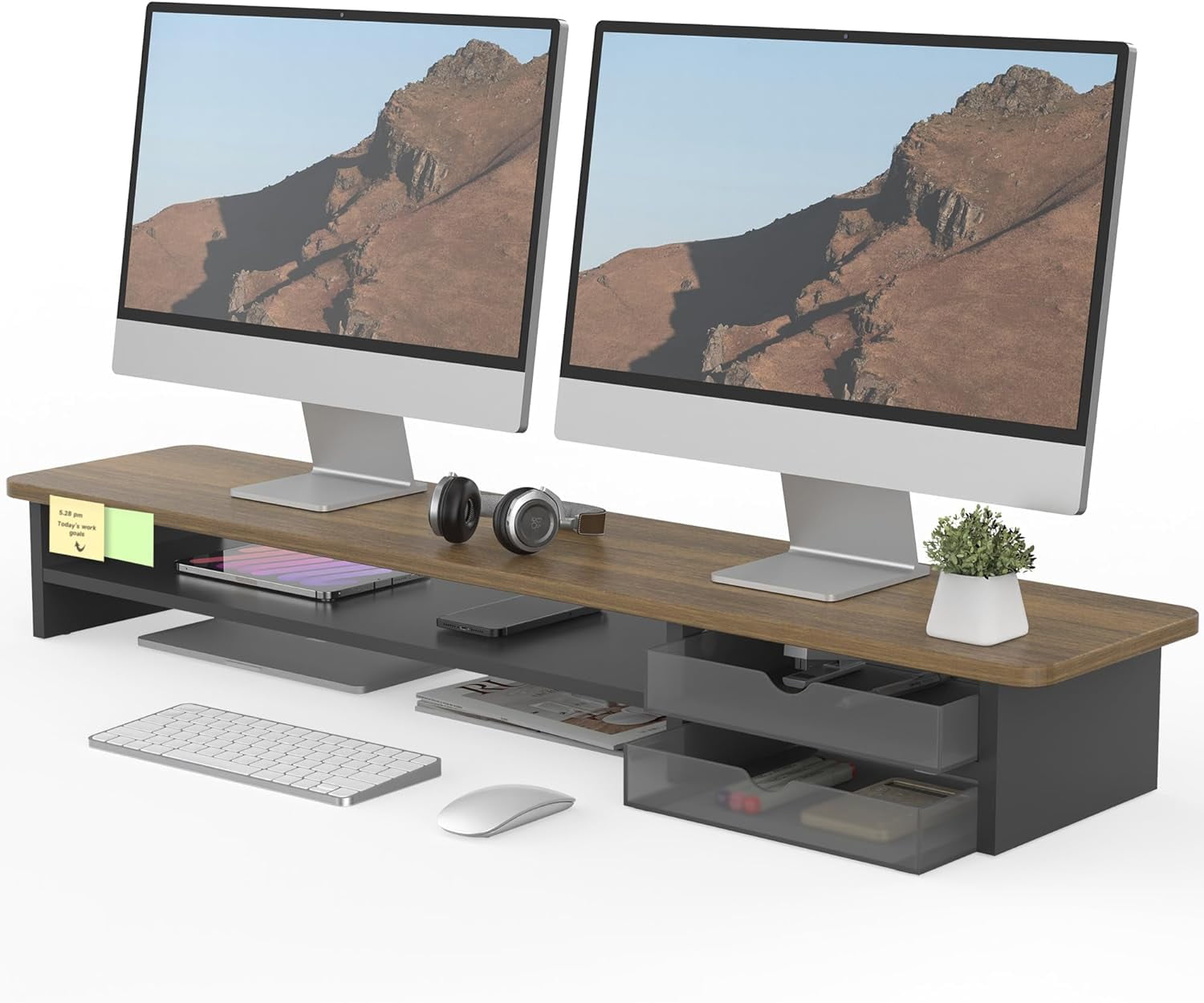 Monitor Stand, Dual Monitor Riser, 42.5-Inch Large Desk Computer ...