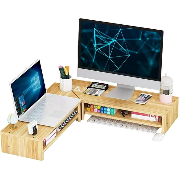 L-shaped Computer Desk Monitor Stand Riser