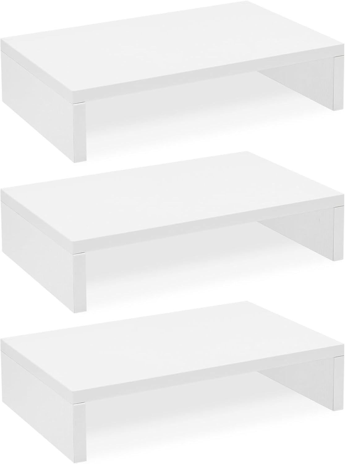 Monitor Stand Riser-3 Packs,Wood 3 Tiers Adjustable Monitor Stand Dual ...